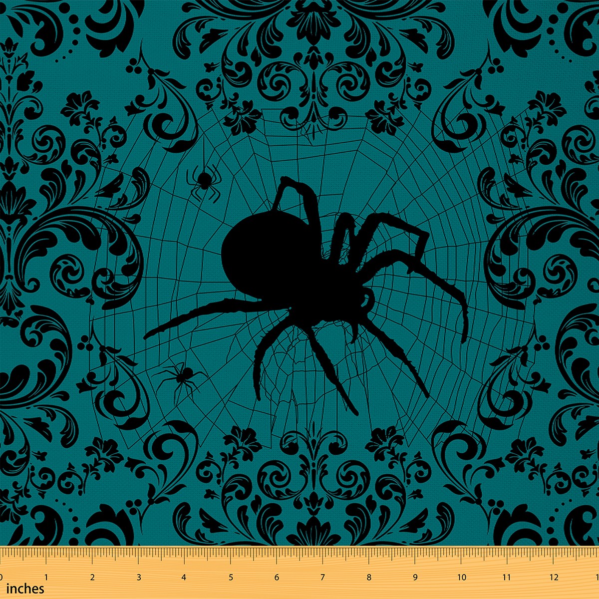 Spider Fabric By The Yard,Spider Web Halloween Theme Upholstery Fabric ...