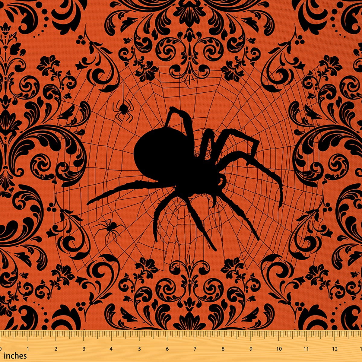Spider Fabric By The Yard,Spider Web Halloween Theme Upholstery Fabric ...