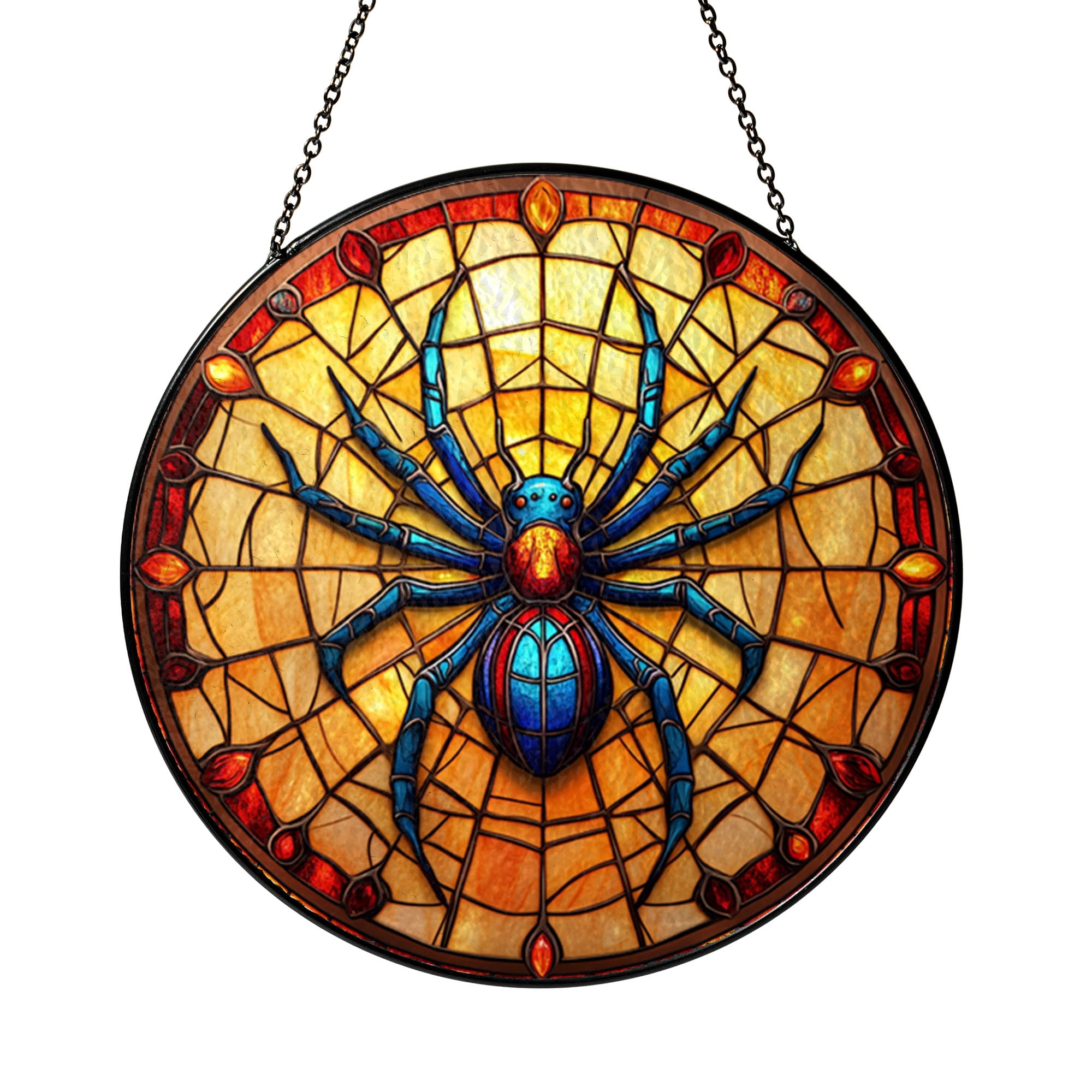 Spider Fantasy Theme Stained Glass Window Hanging, Decorative Halloween ...