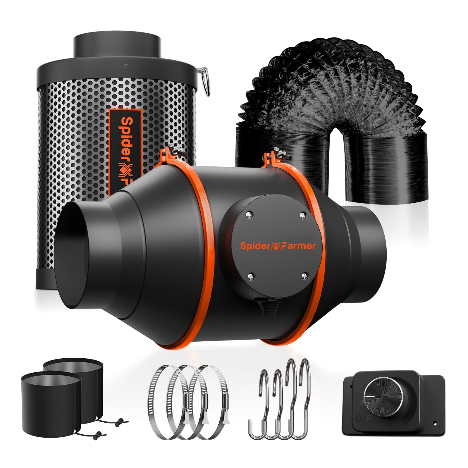 Spider Farmer 4” Inline Fan Kits 205 CFM with Speed Controller RJ12 ...