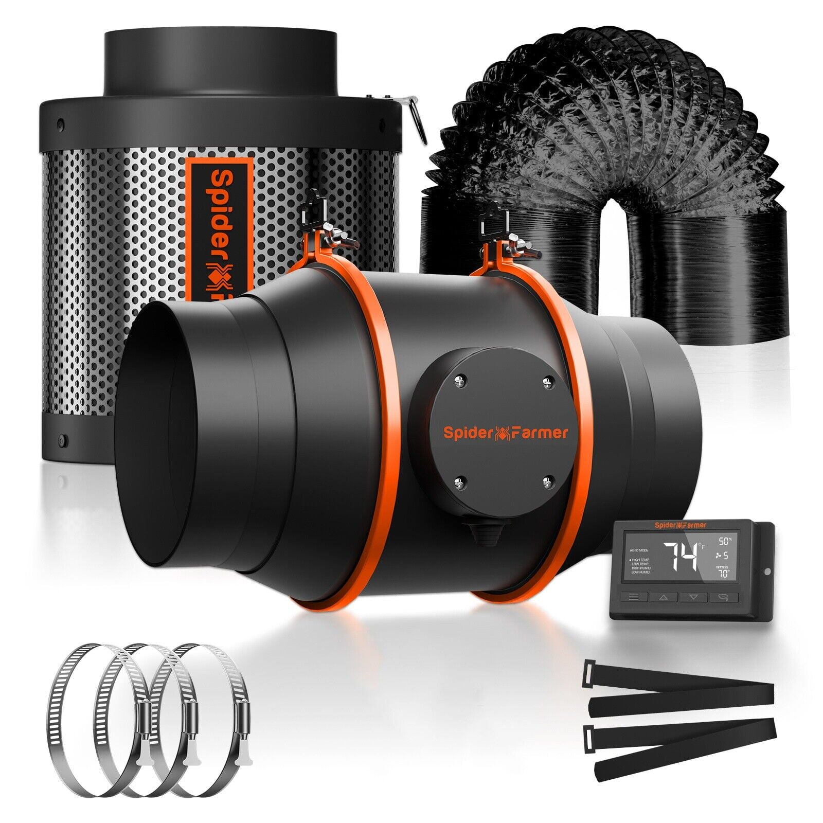 Spider Farmer 6-Inch Inline Fan Kits 402CFM with Smart Controller ...
