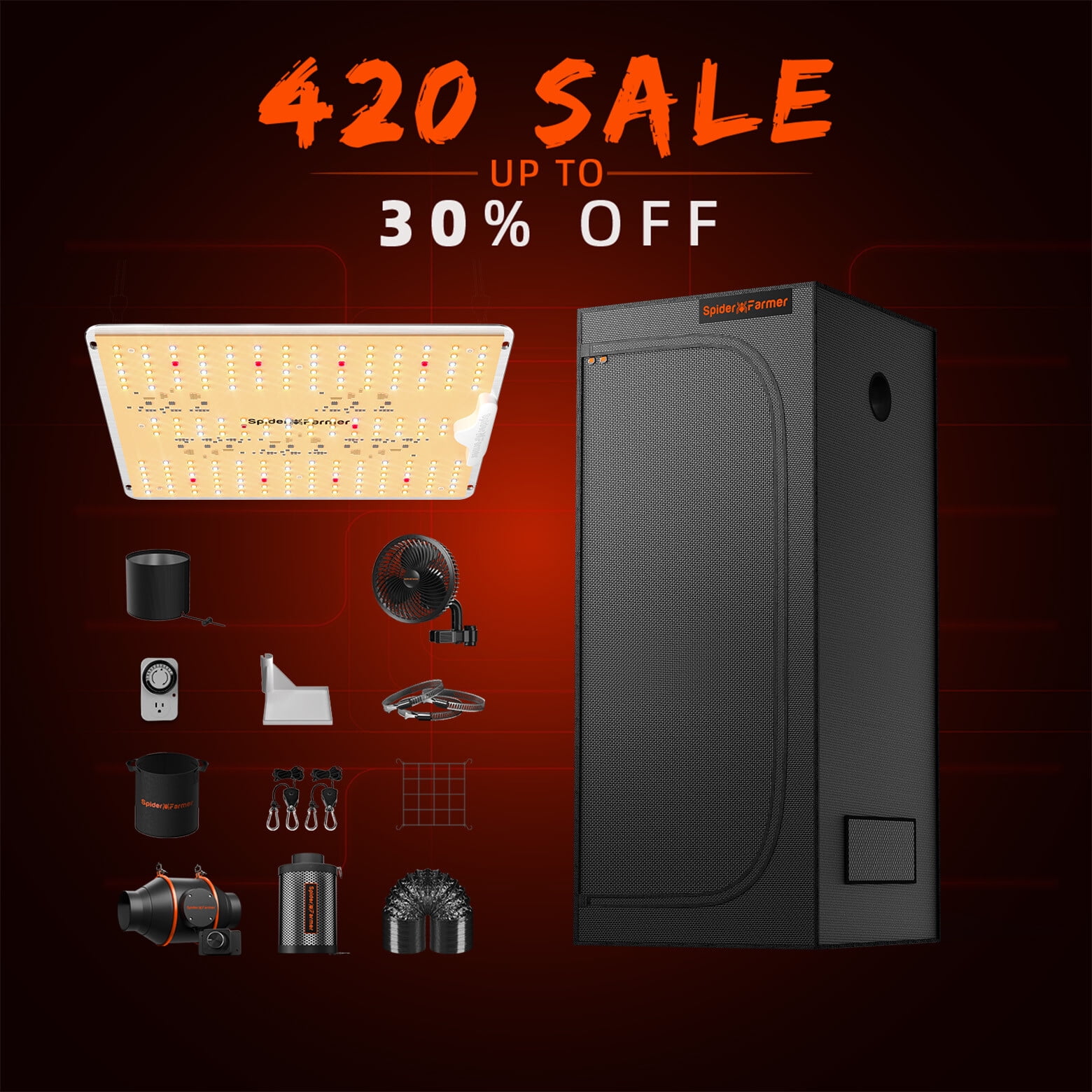 Spider Farmer SF1000D LED Grow Light+60x60CM Grow Tent Kits Carbon ...