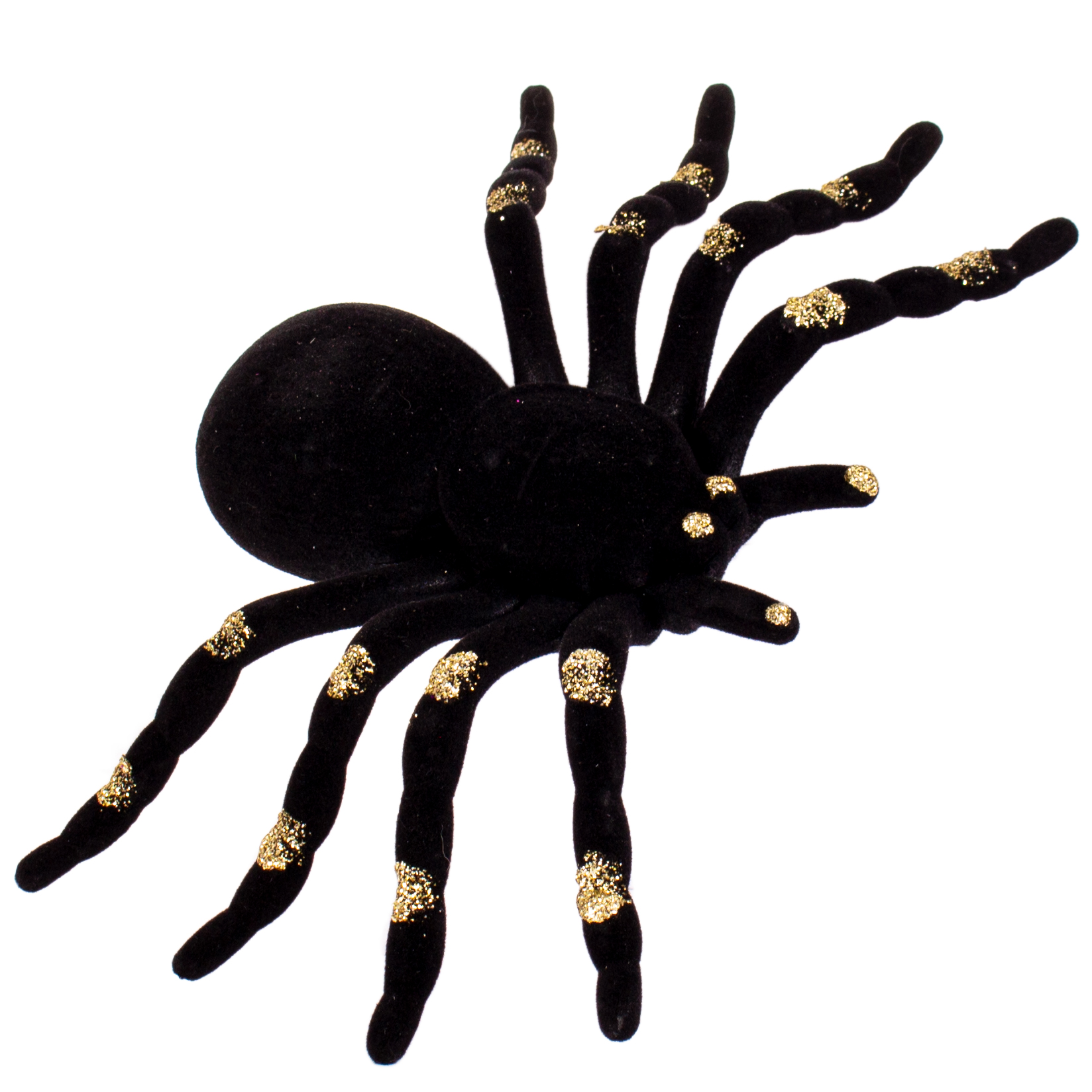 Spider Fuzzy Spooky Creepy Halloween Glitter 7" Decoration Prop, Gold ...