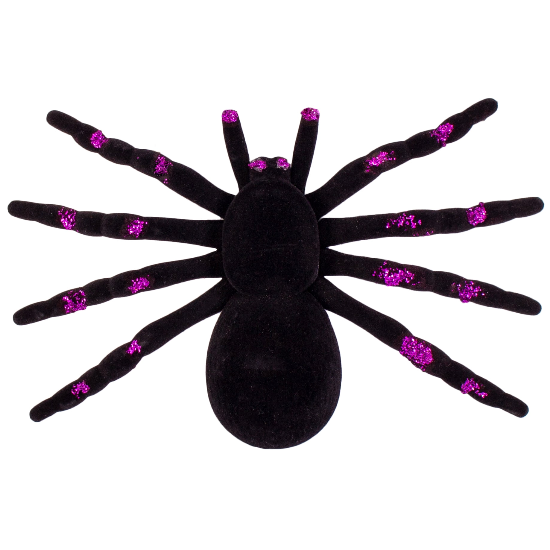 Spider Fuzzy Spooky Creepy Halloween Glitter 7" Decoration Prop, Purple ...