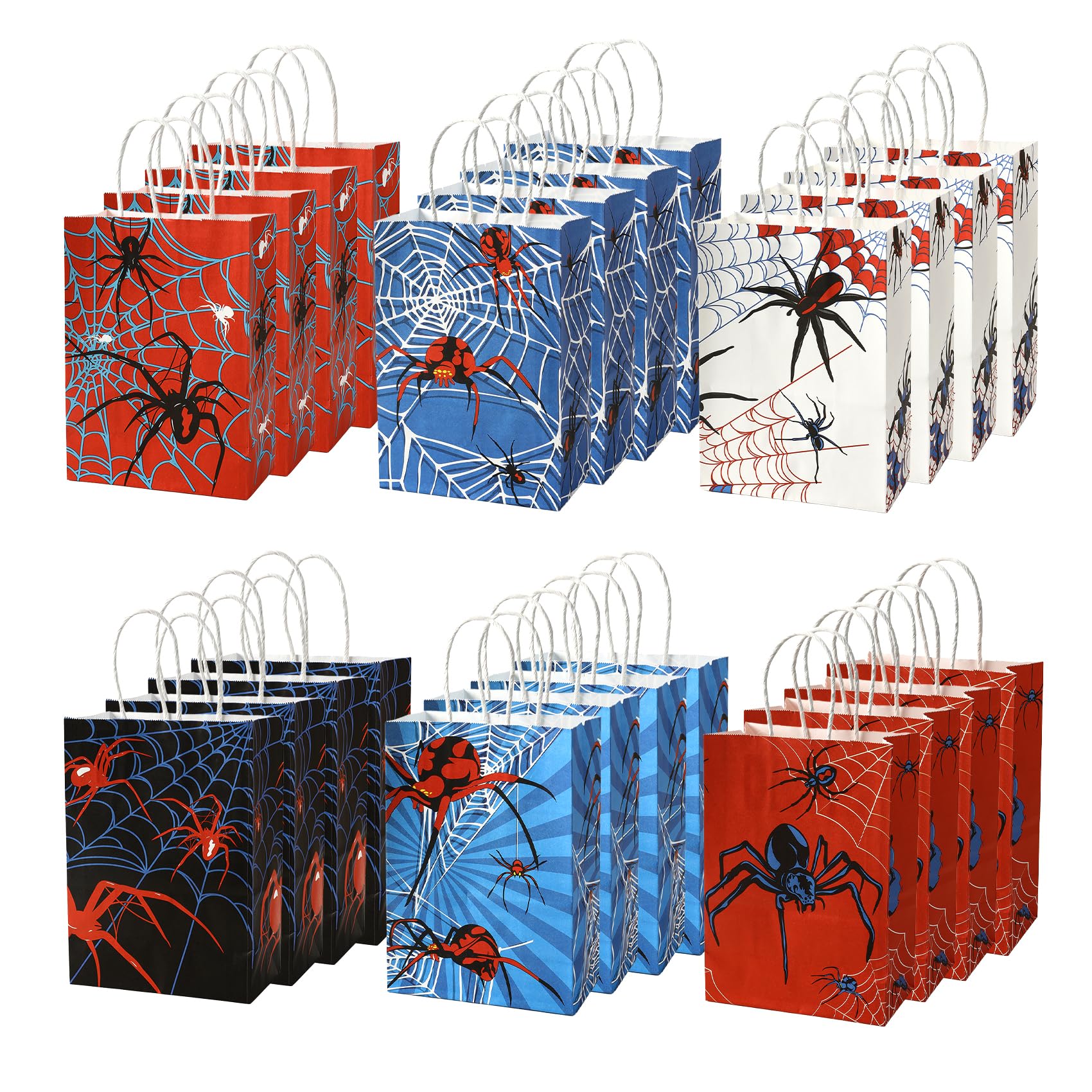 Spider Gift Paper Bags, 24 Pcs Spider Party Favors Bags with Handles, 6 ...