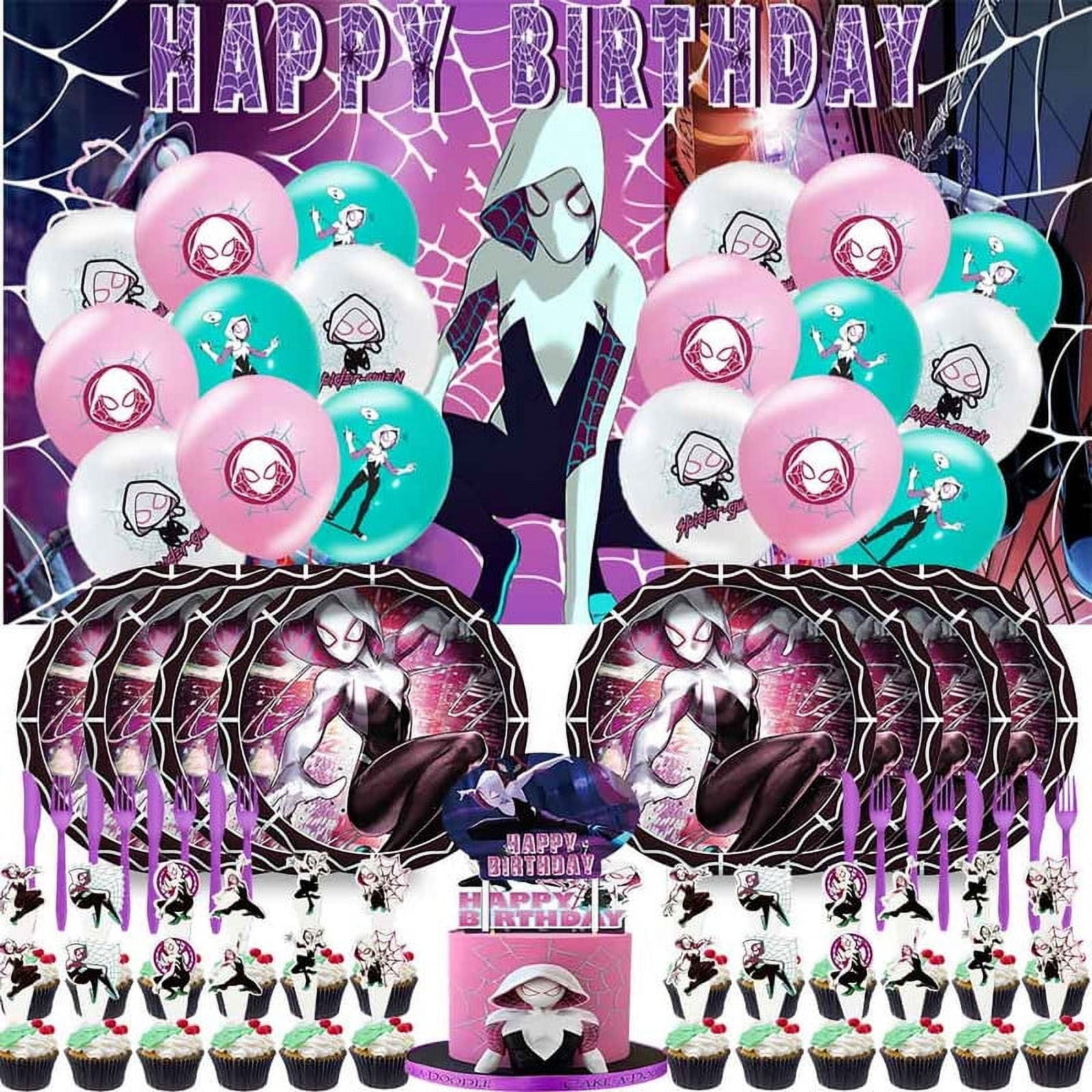 Spider Girl Gwen Woman Party Supplies Plates Decorations Birthday Cake ...