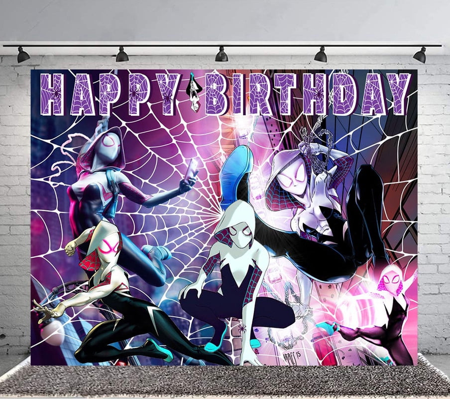 Spider Gwen Backdrop Banner Party Supplies Poster Movie Theme ...
