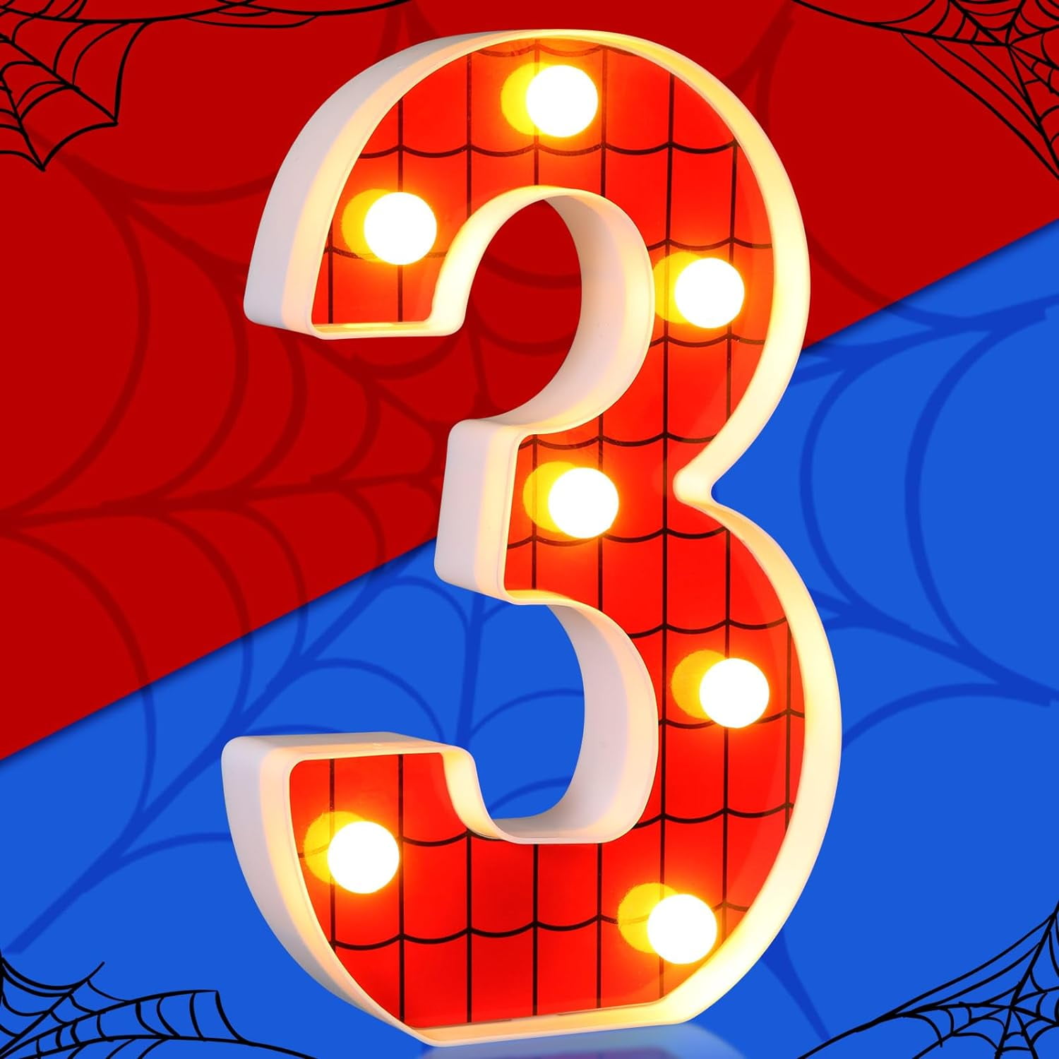 Spider LED Number Lights Spider Birthday Decoration Spider Light up ...