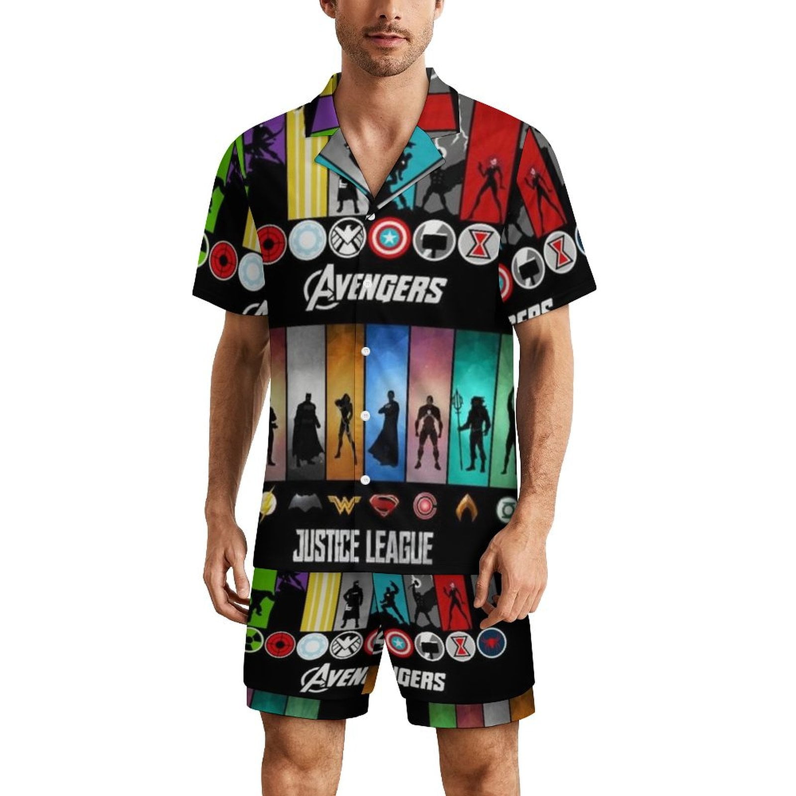 Spider-Man 2 Men's Ice Silk Satin Pajamas 2 Piece Short Sleeve ...