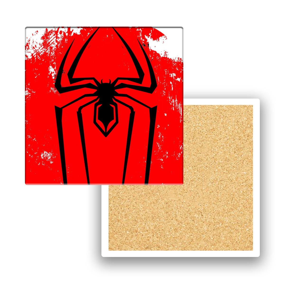 Spider Man 2-Pack Coasters, 4" Glossy White Glazed Tile with Cork ...