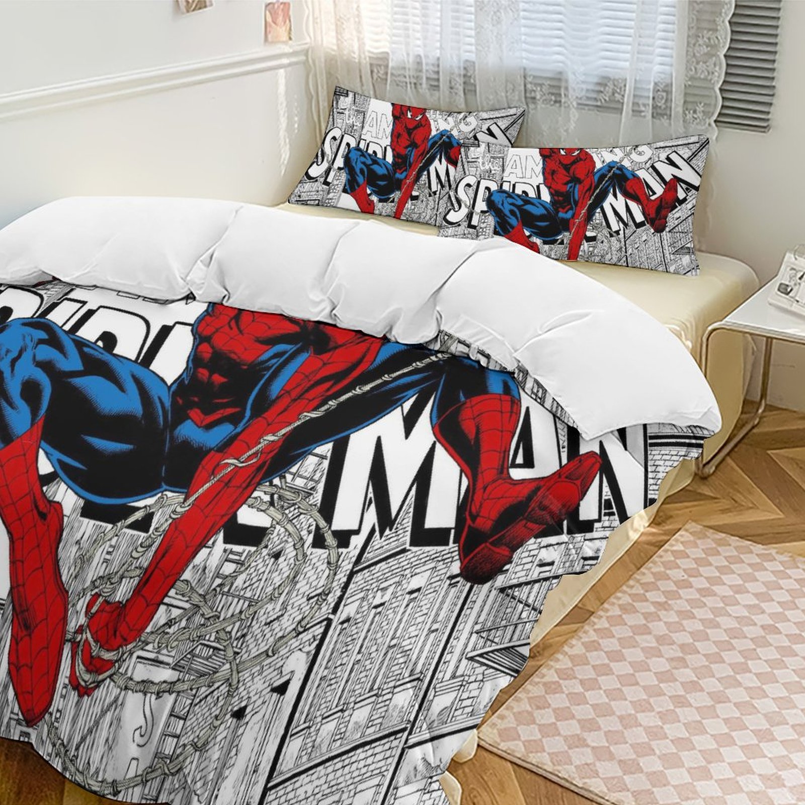 Spider-Man 3 Piece Bedding Set Cartoon Comforter Set Cute Duvet Cover ...