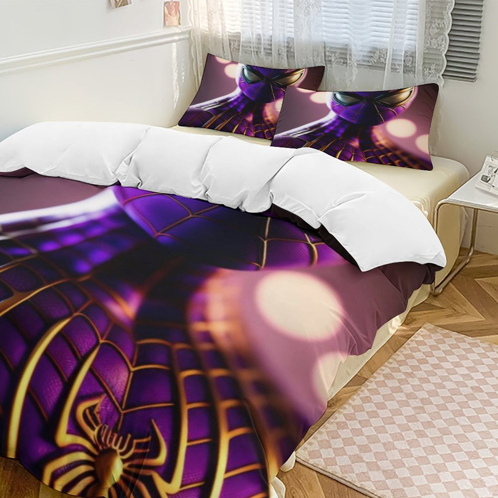 Spider-Man 3 Piece Bedding Set Cartoon Comforter Set Cute Duvet Cover ...
