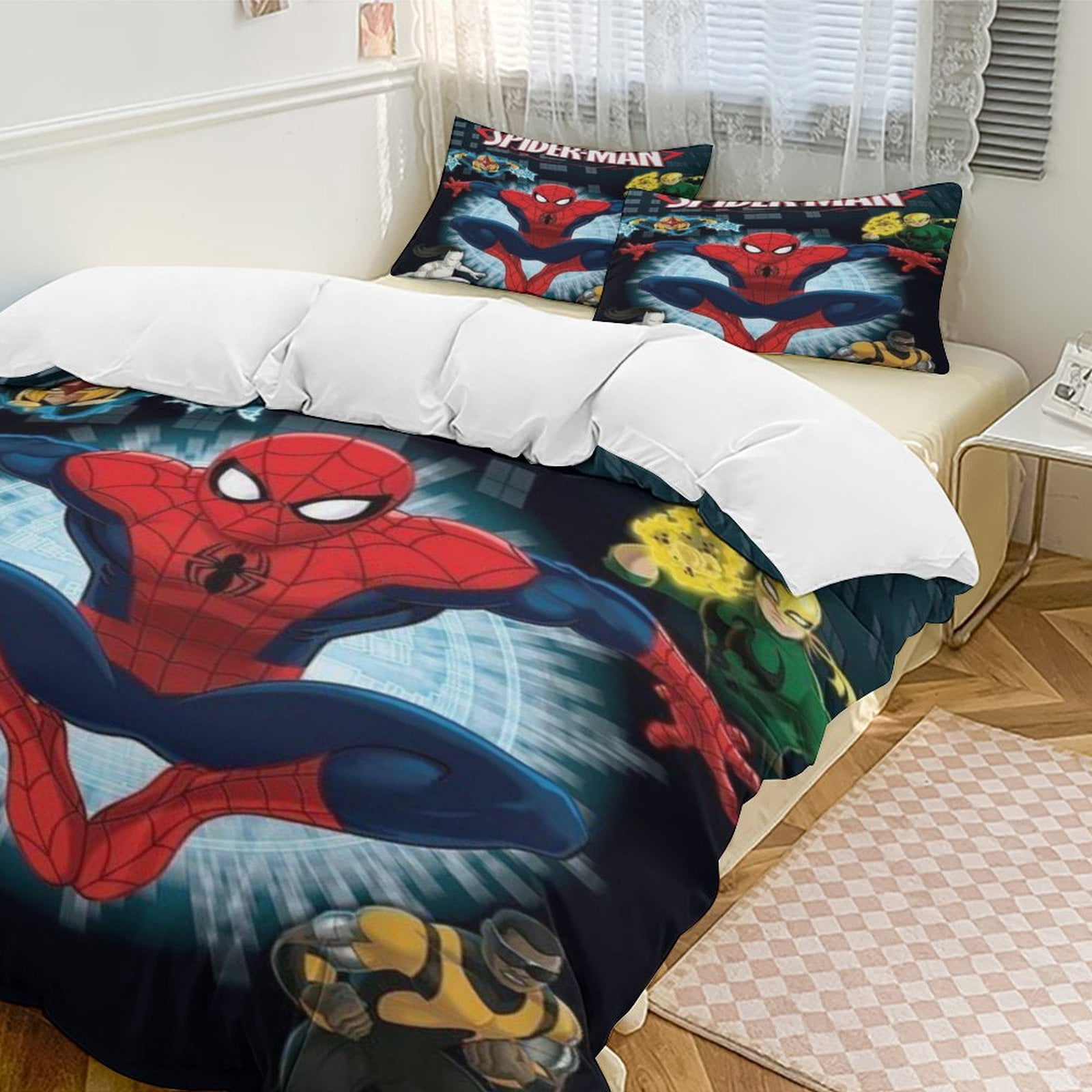 Spider-Man 3 Piece Bedding Set Cartoon Comforter Set Cute Duvet Cover ...