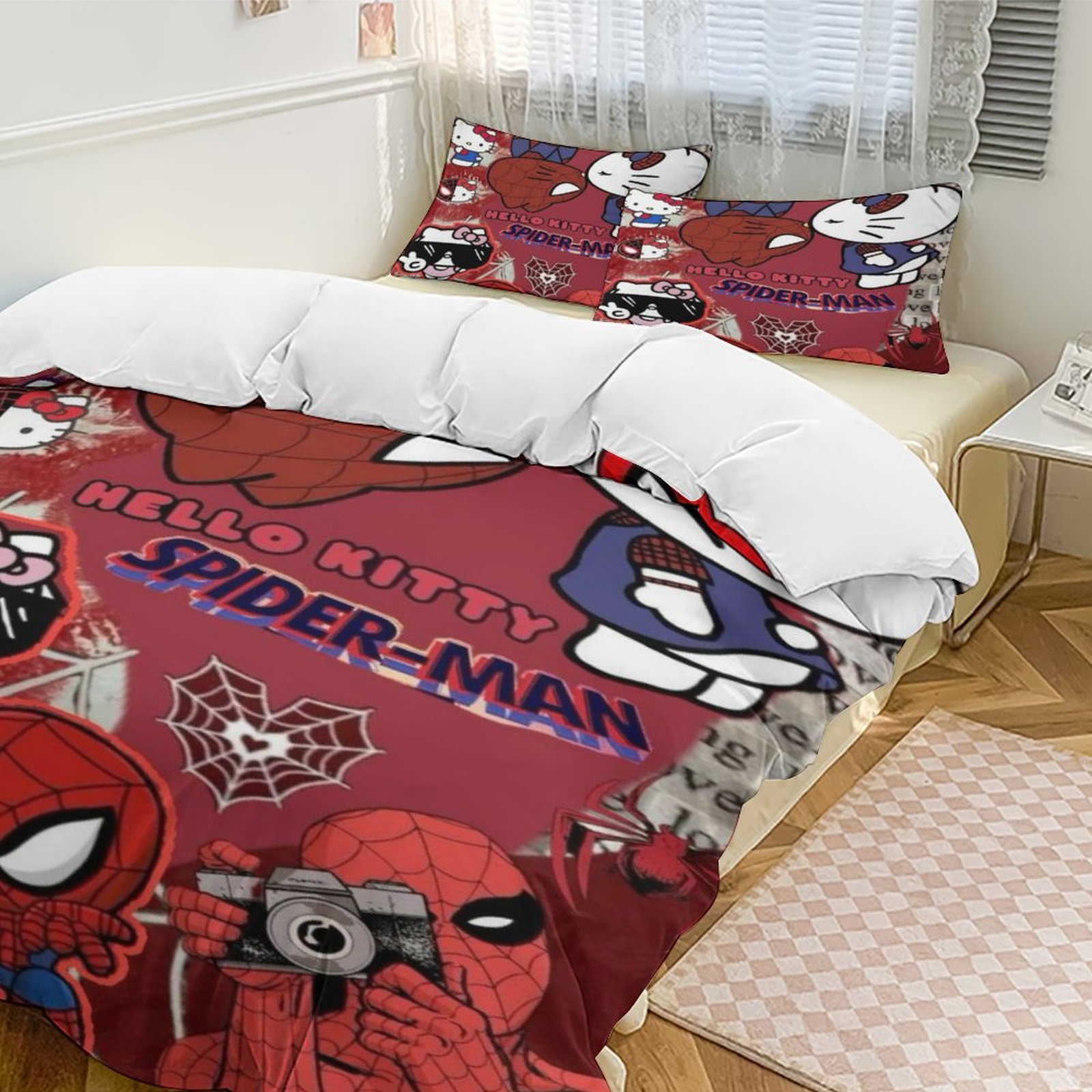 Spider-Man 3 Piece Bedding Set Cartoon Comforter Set Cute Duvet Cover ...