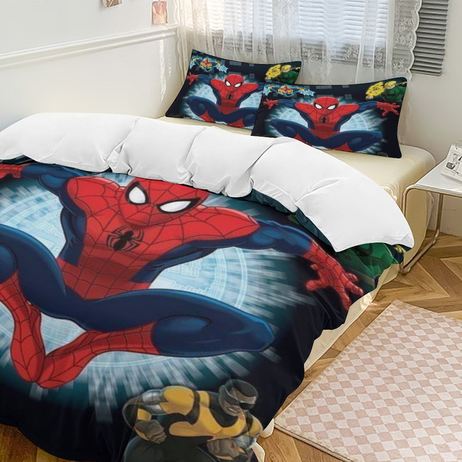 Spider-Man 3 Piece Bedding Set Cartoon Comforter Set Cute Duvet Cover ...