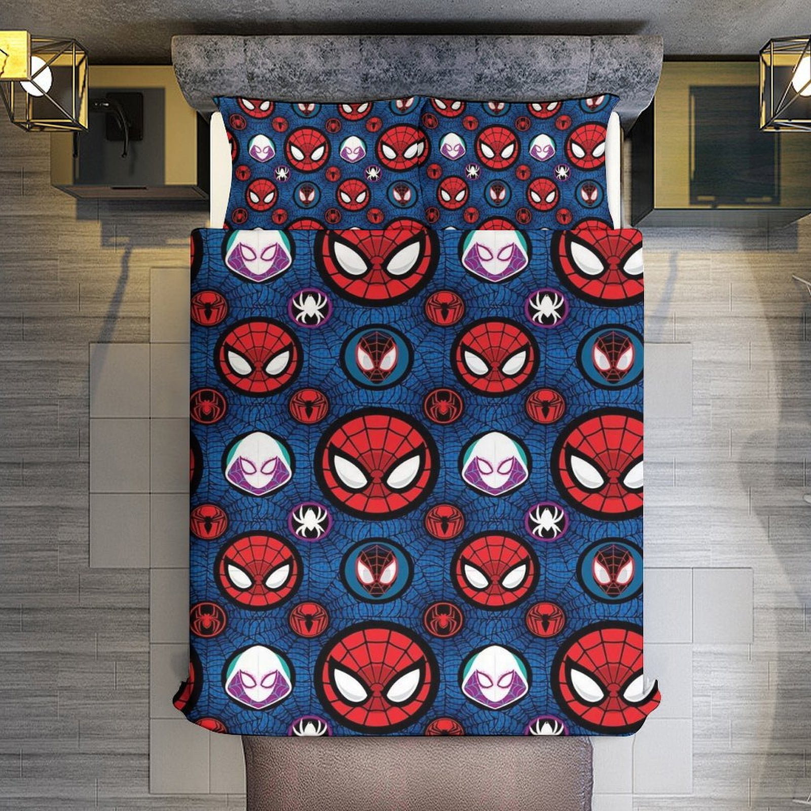 Spider-Man Duvet Cover Set with 2 Pillowcases for All Seasons,Bedding ...