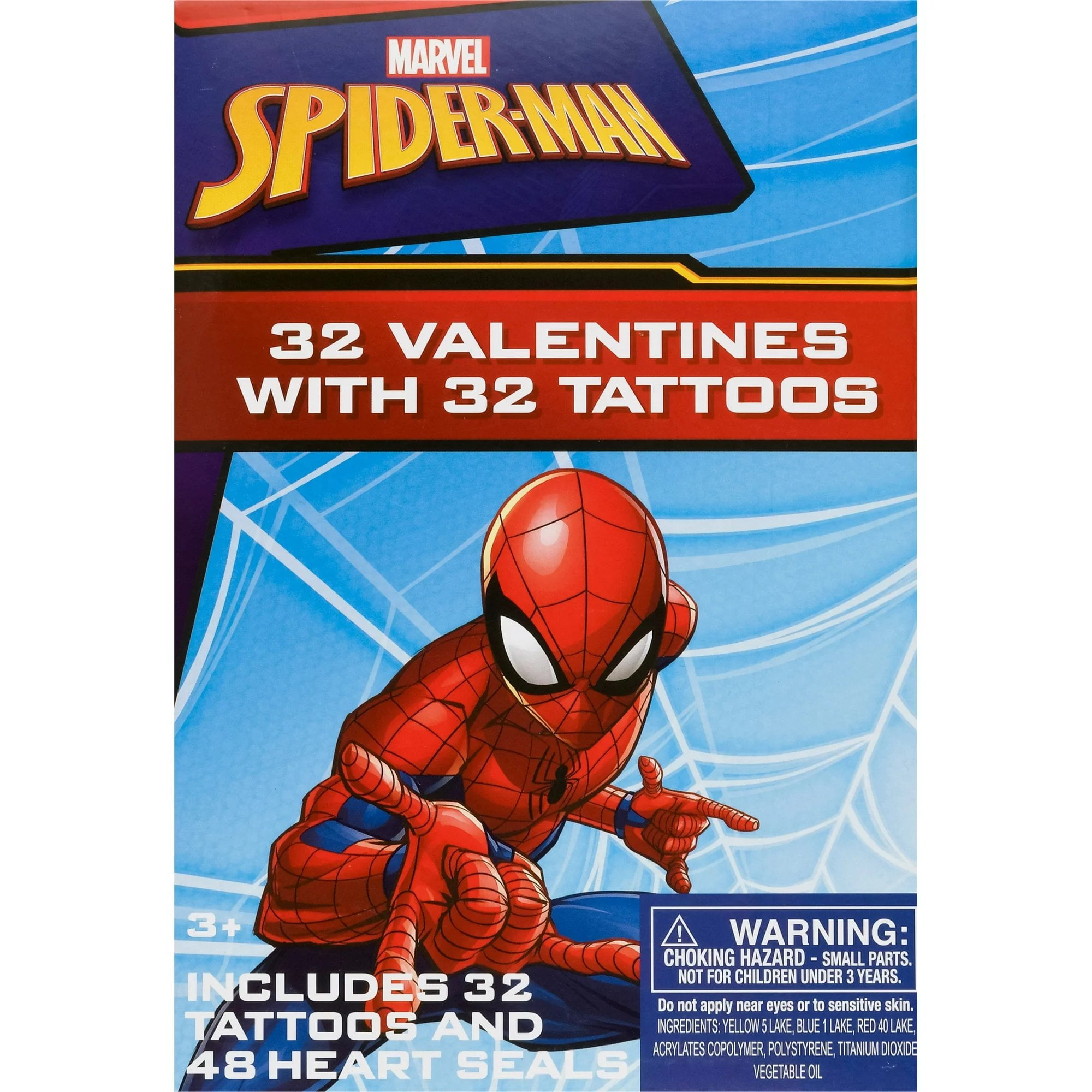 Spider-Man 32 Valentines with Tattoos - Walmart.com