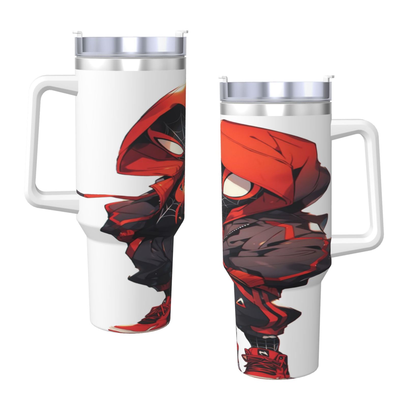 Spider Man 40 Oz Tumbler With Handle And Straw Double Wall Stainless ...