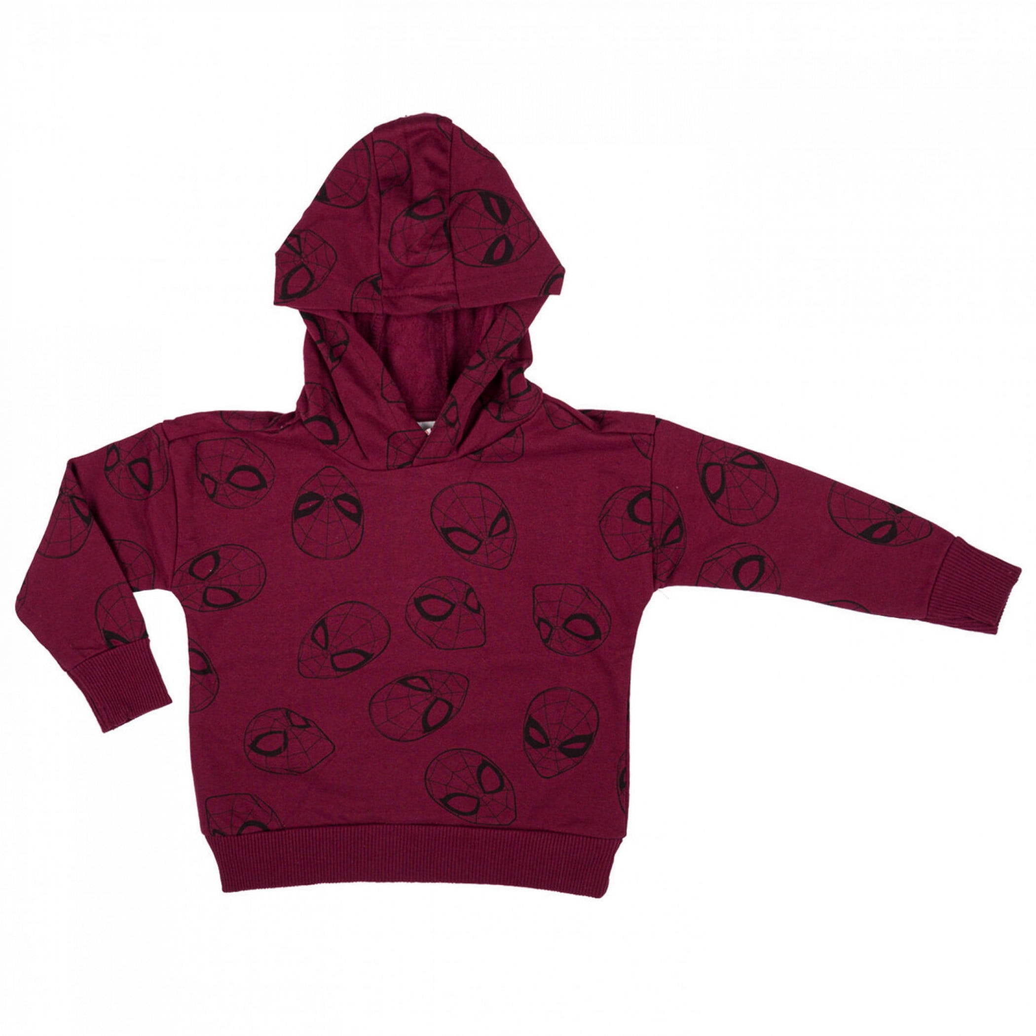 Spider-Man 870971-2t Spider-Man Mask All Over Print Hoodie, Maroon ...