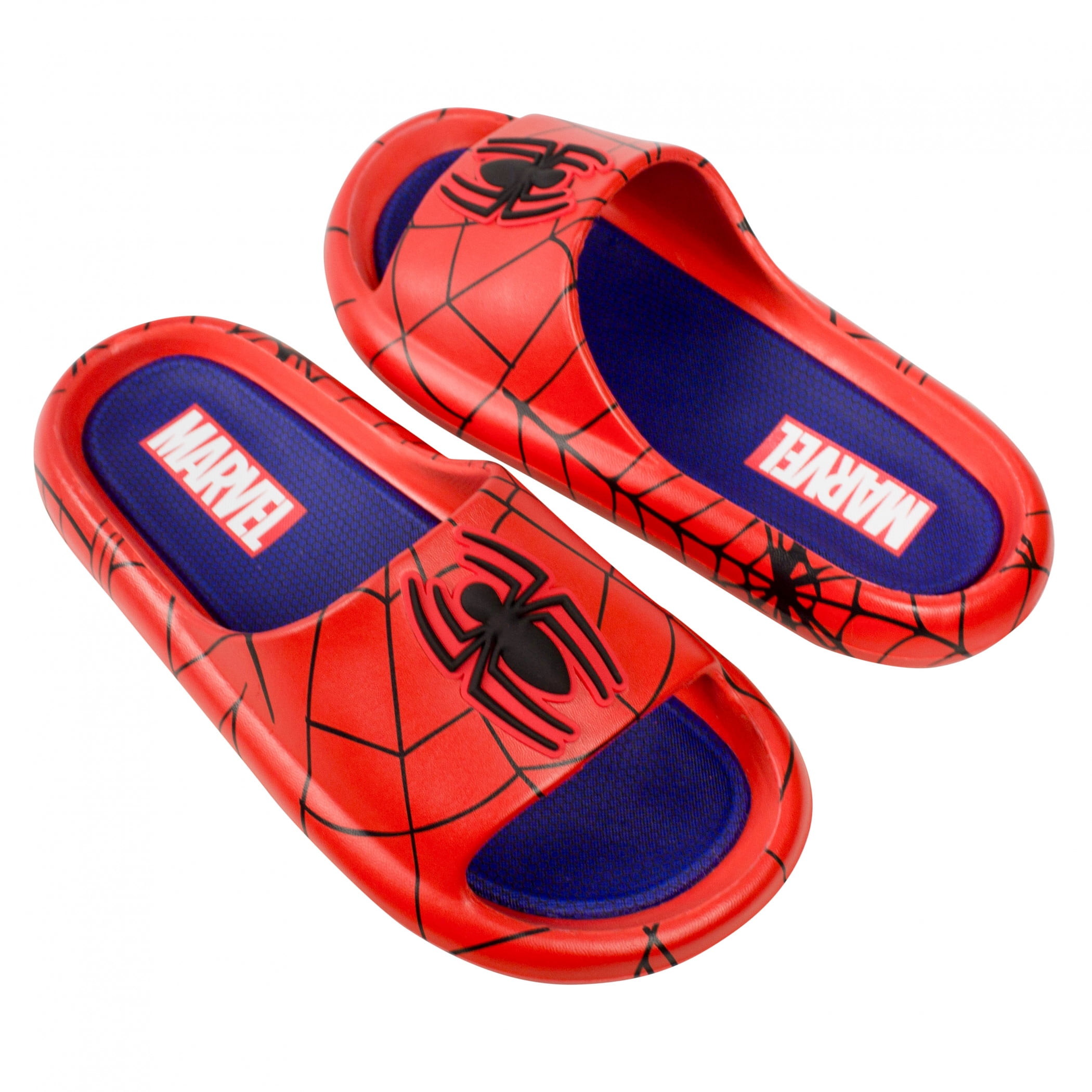 Spider-Man 872390-size9-10 Webbed Logo Mens Cloud Comfort Foam Slide ...