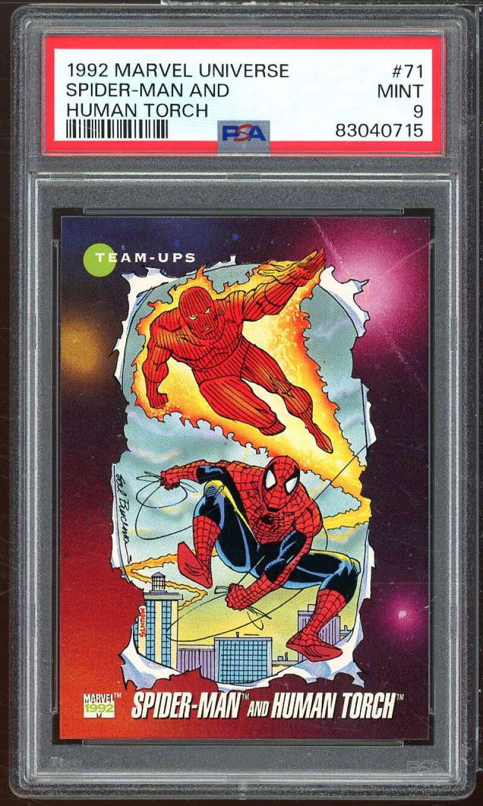 Spider-Man And Human Torch Card 1992 Marvel Universe #71 PSA 9 ...