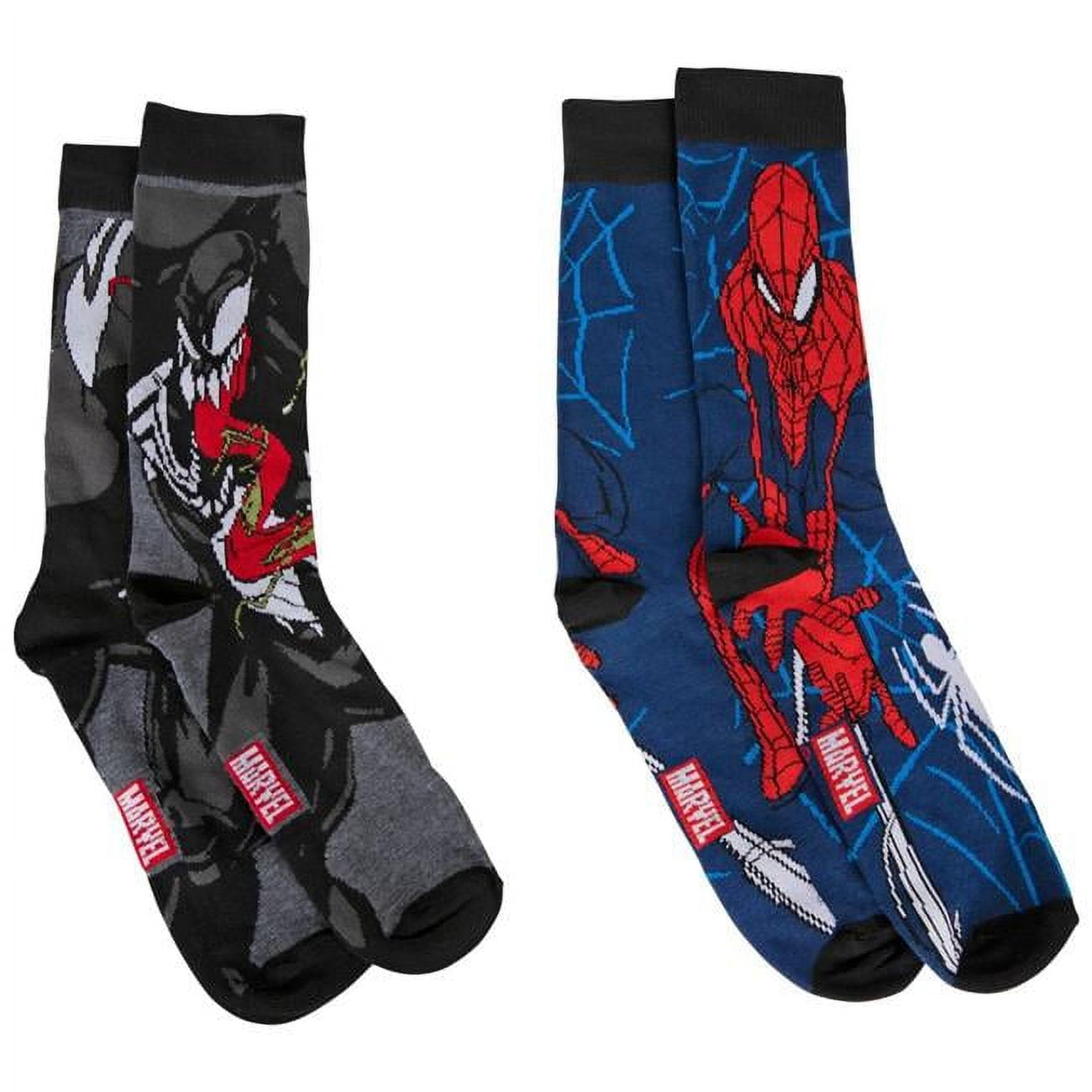 Spider-Man And Venom Characters 2-Pack Crew Socks - Walmart.com