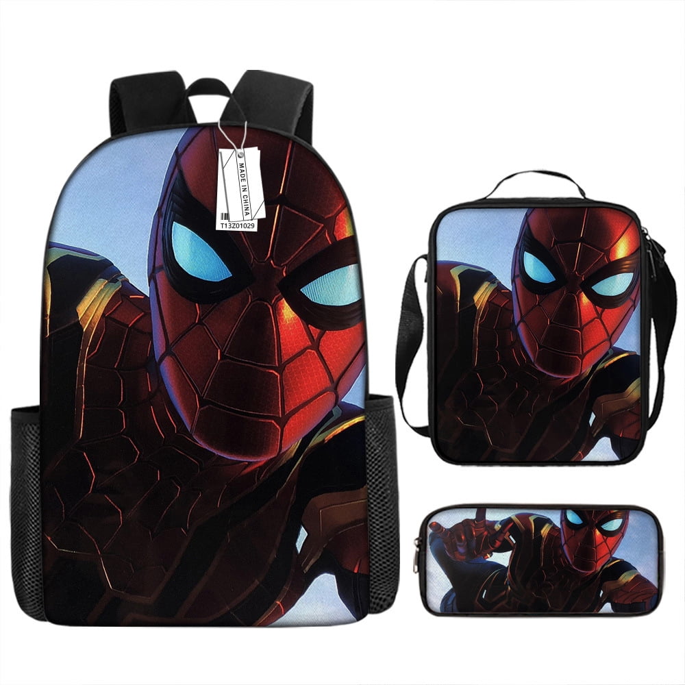Spider Man Backpack Comfortable Lightweight Shoulder Bag with Lunch Bag ...