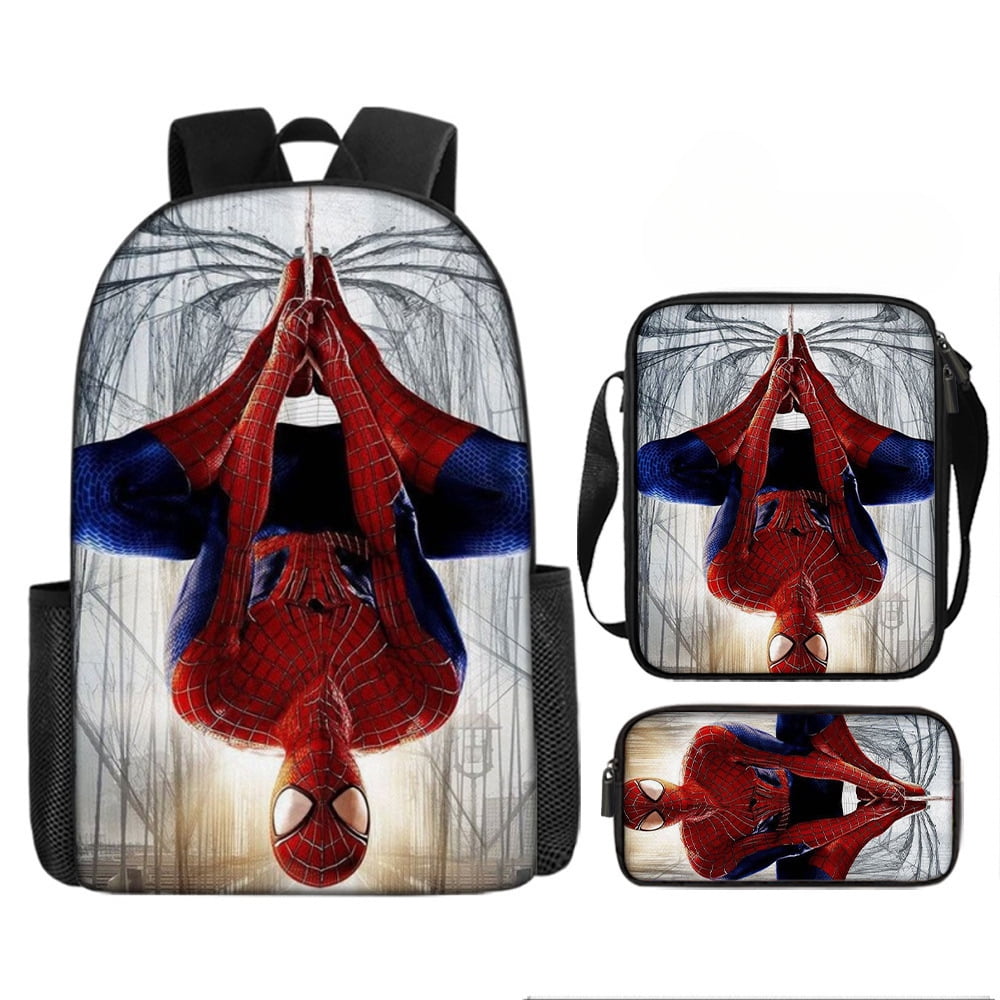 Spider-Man Backpack Three-Piece Set Cartoon School Bag Double Shoulder ...