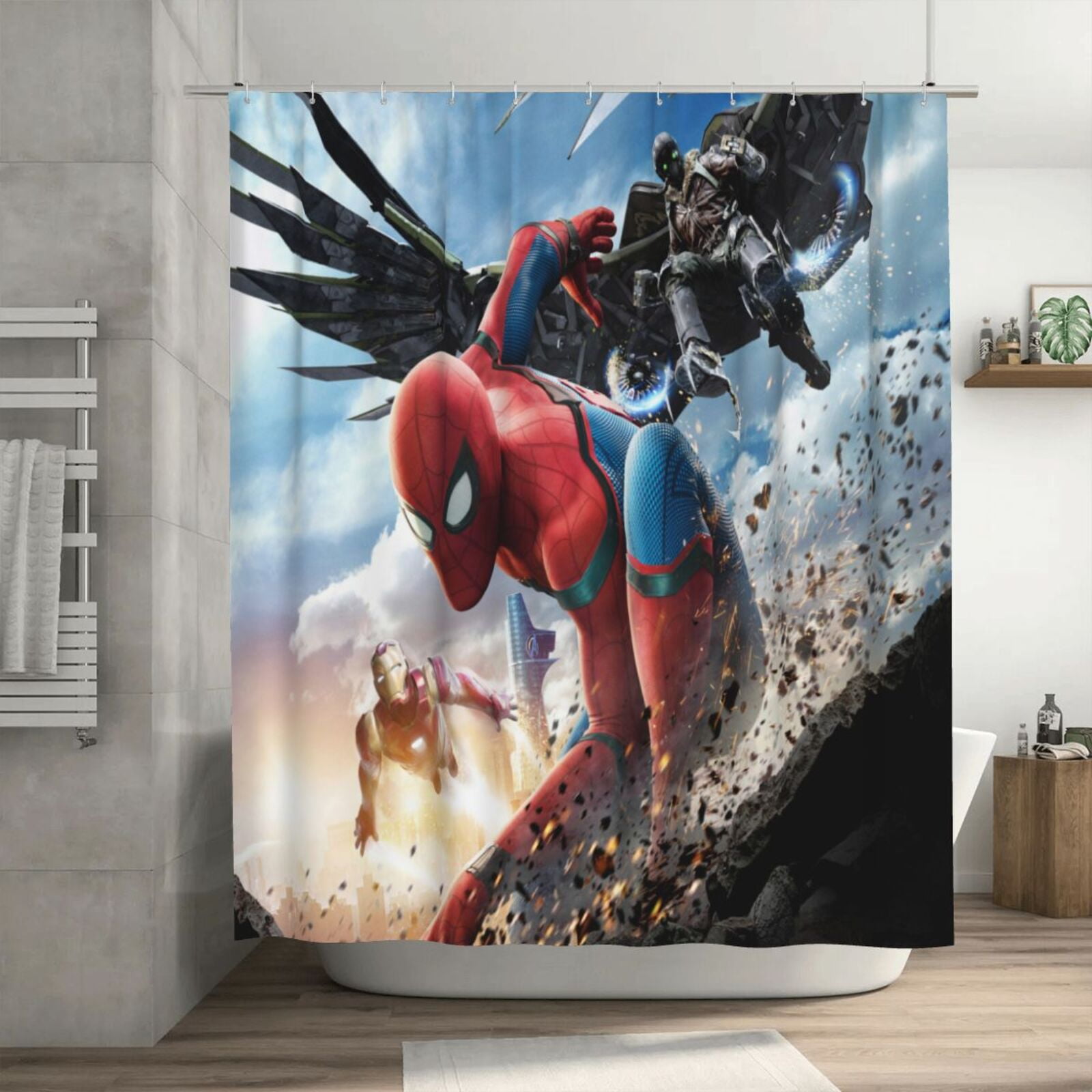 Spider-Man Bathroom Shower Curtain Liner Polyester Shower Curtain ...