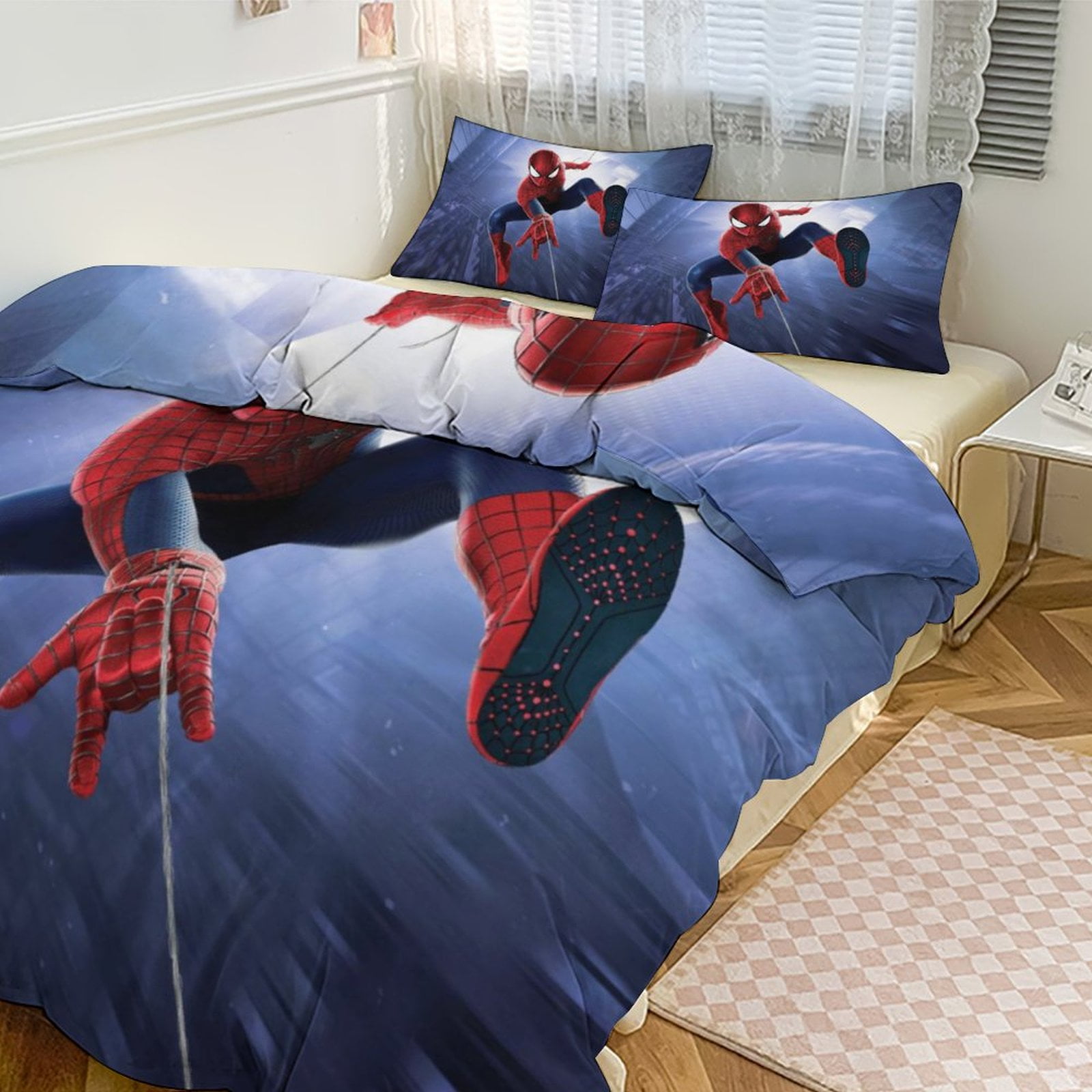 Spider Man Bed Duvet Cover Cartoon Bedding Set 3D Lightweight 3 Piece ...