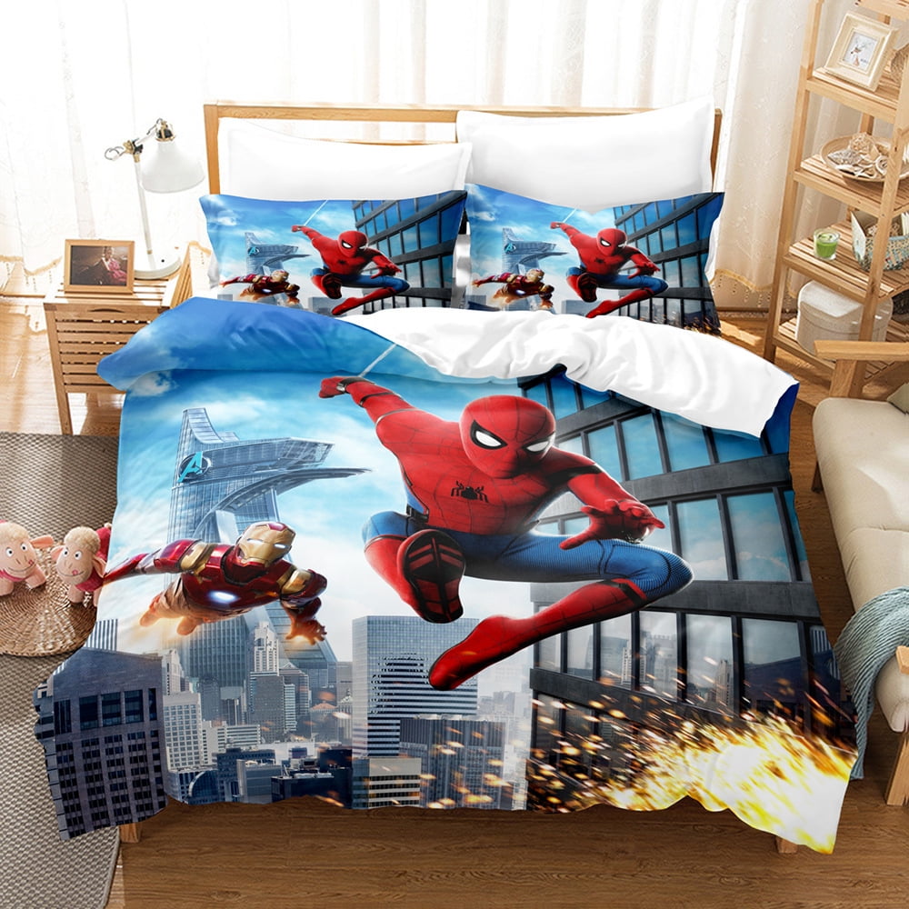 Spider-Man Bedding Set, 2-Piece/3-Piece Anime Ultra Soft Breathable 3D ...