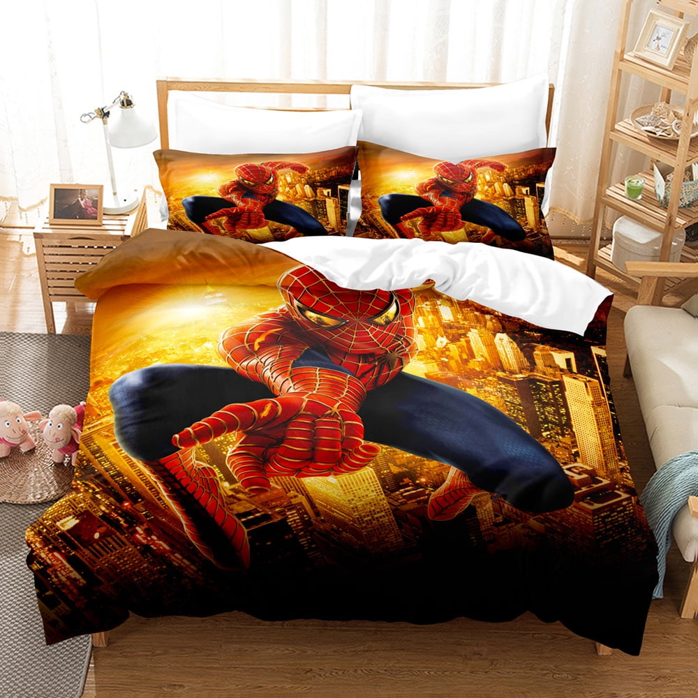 Spider-Man Bedding Set, 2-Piece/3-Piece Anime Ultra Soft Breathable 3D ...