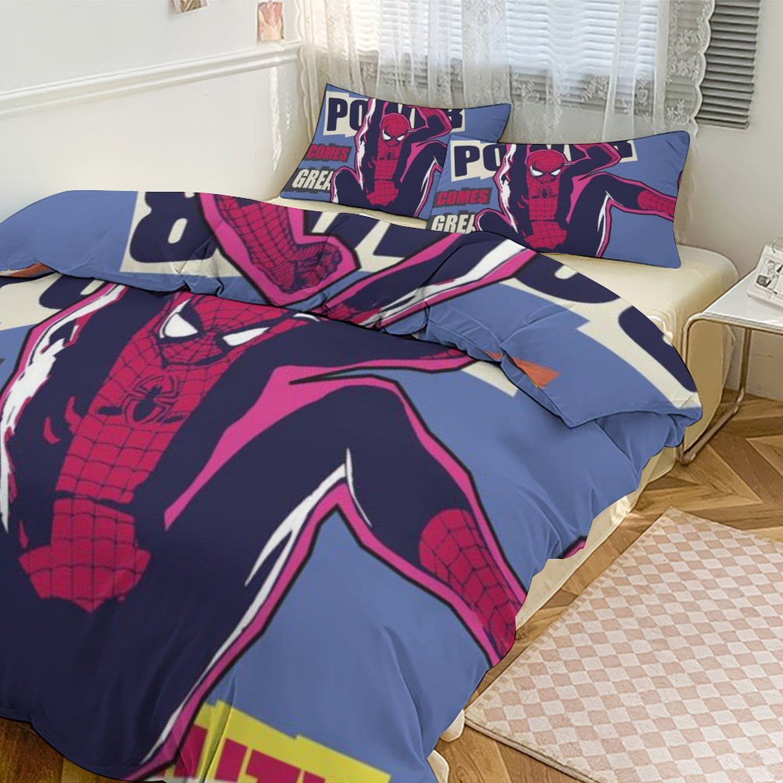 Spider-Man Bedding Set Anime Three-piece for Boys Girls Teens Full ...