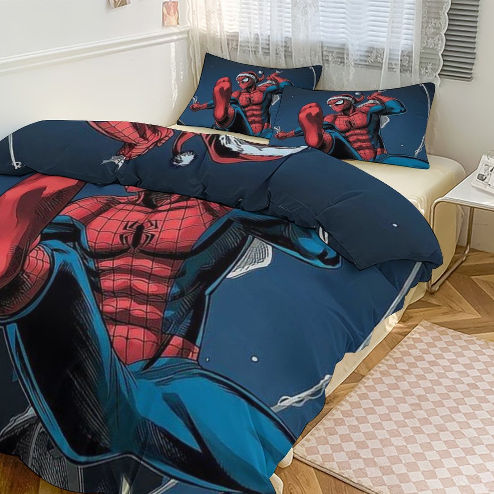 Spider-Man Bedding Set Anime Three-piece for Boys Girls Teens Full ...