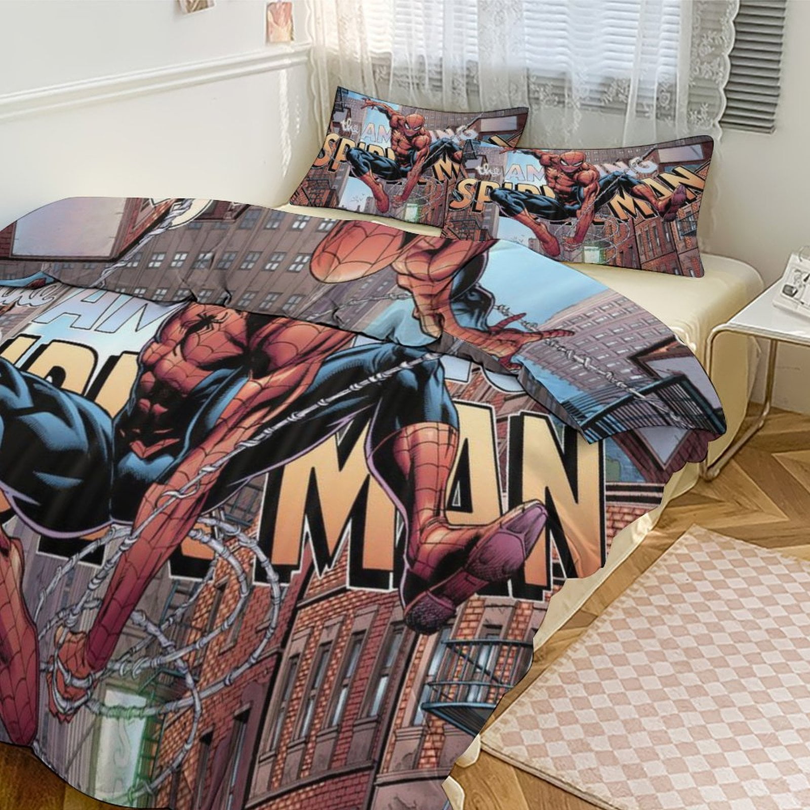 Spider-Man Bedding Set Anime Three-piece for Boys Girls Teens King ...