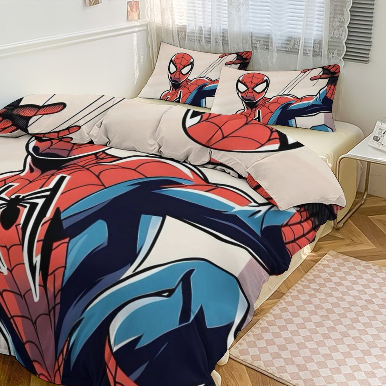 Spider-Man Bedding Set Anime Three-piece for Boys Girls Teens King ...