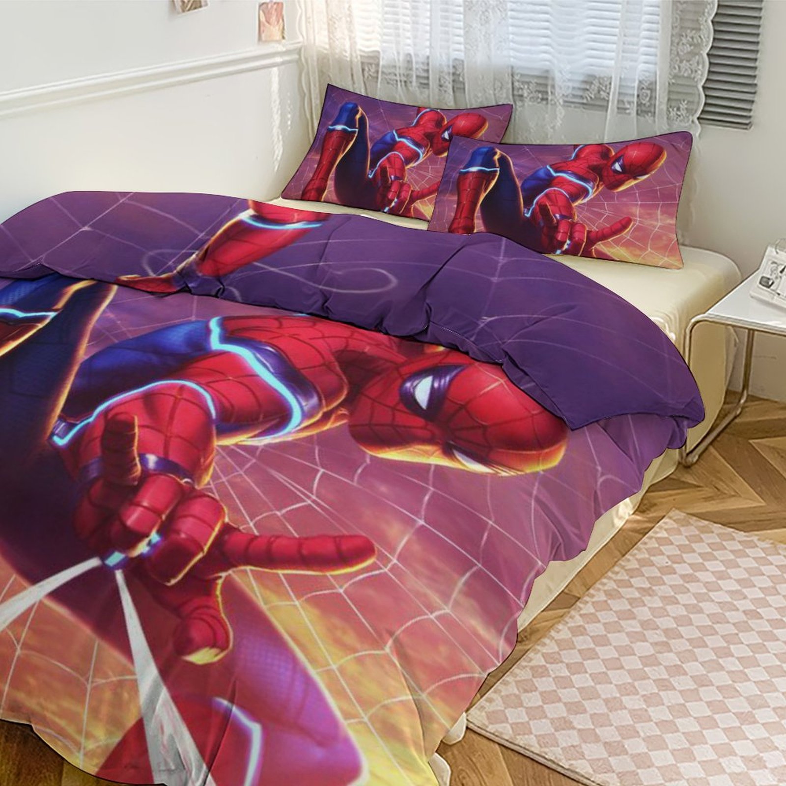 Spider-Man Bedding Set Anime Three-piece for Boys Girls Teens King ...