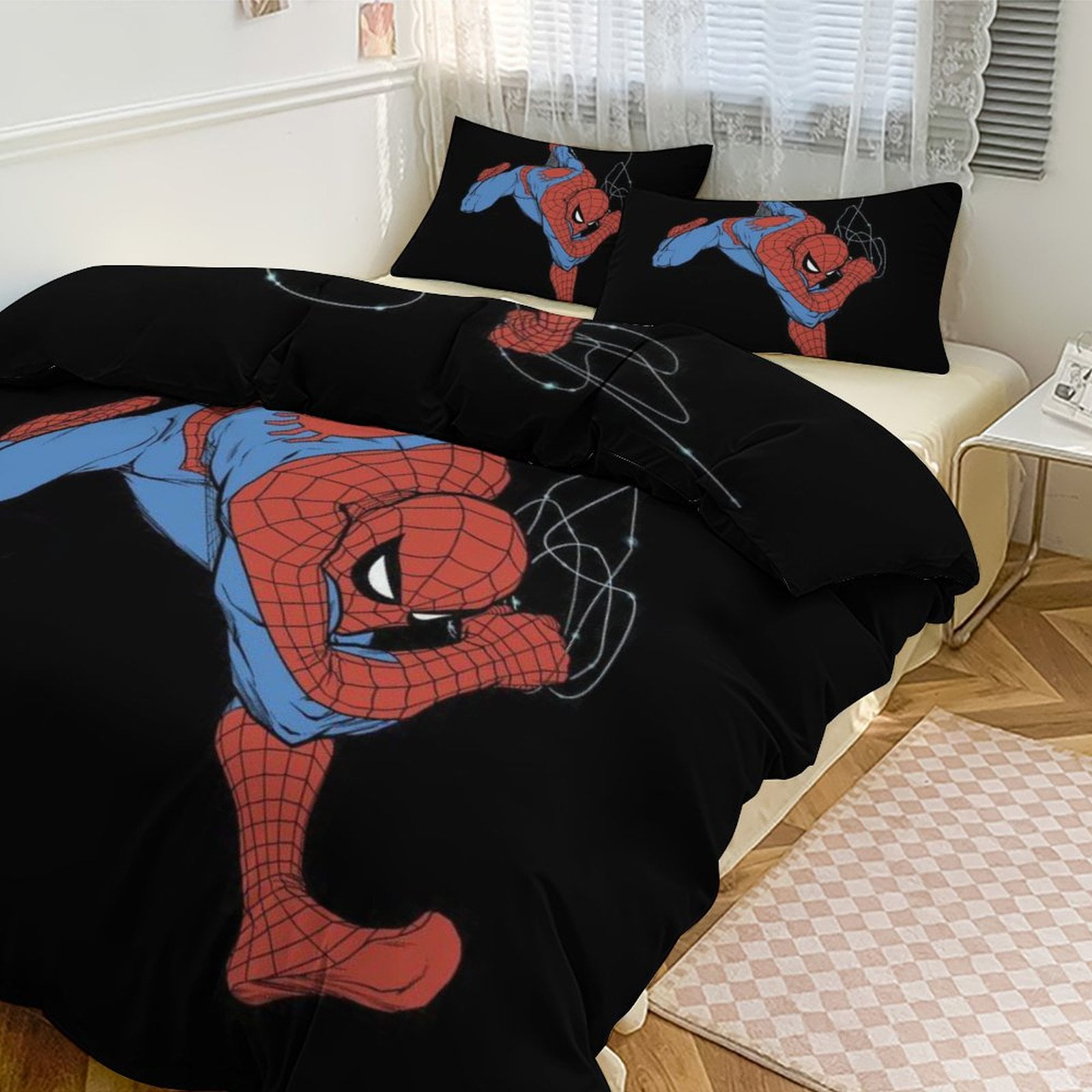 Spider-Man Bedding Set Anime Three-piece for Boys Girls Teens King ...