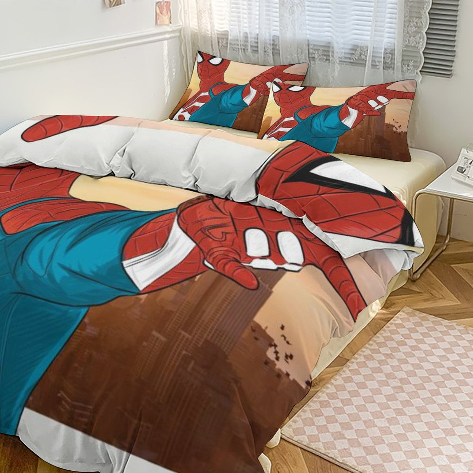 Spider-Man Bedding Set Anime Three-piece for Boys Girls Teens Queen ...