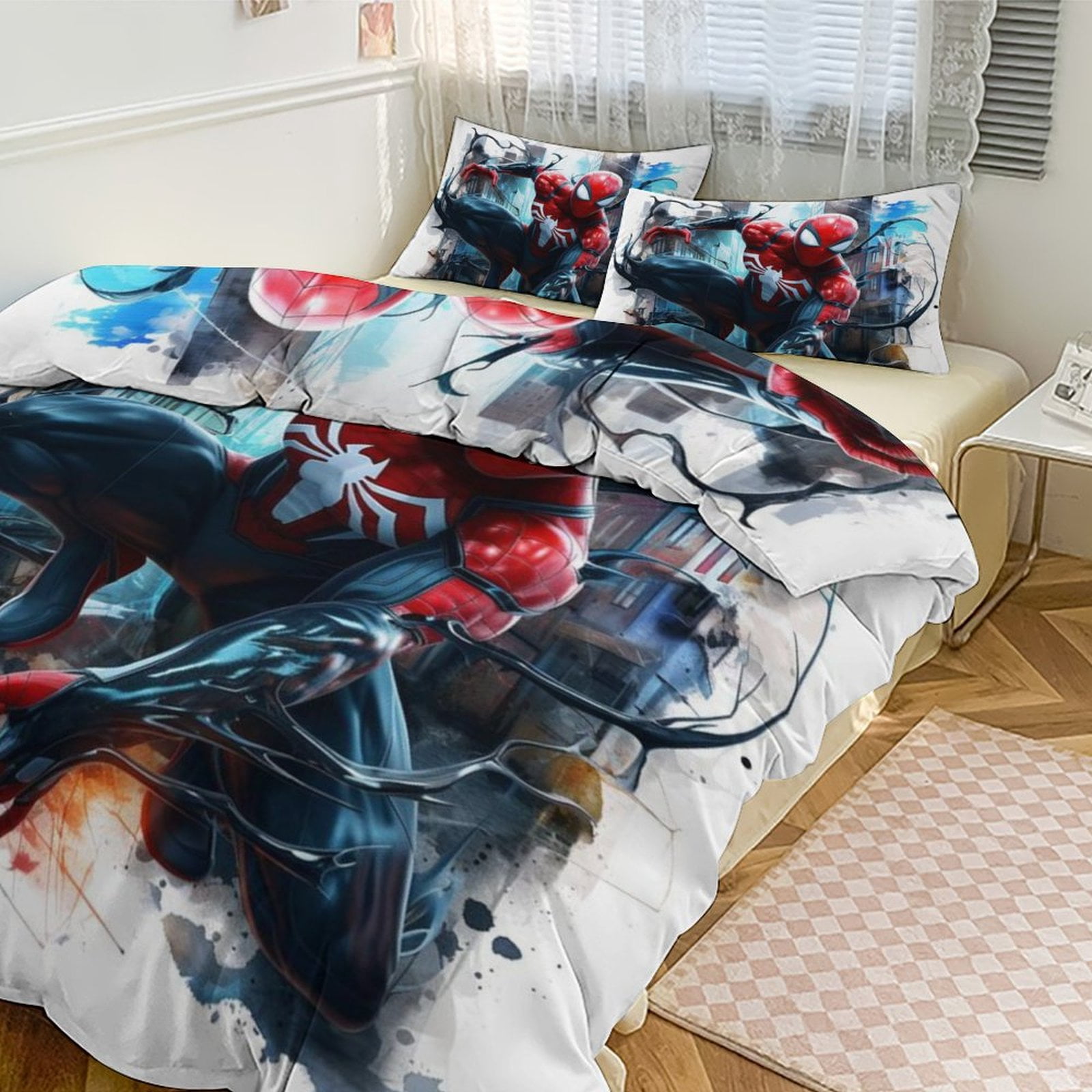 Spider-Man Bedding Set Anime Three-piece for Boys Girls Teens Queen ...