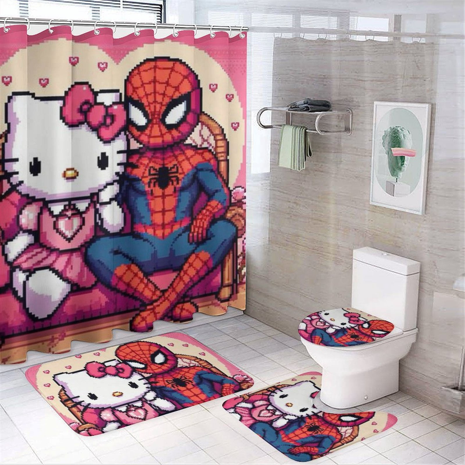Spider-Man Beyond The Spider-Verse Shower curtain set bathroom ...