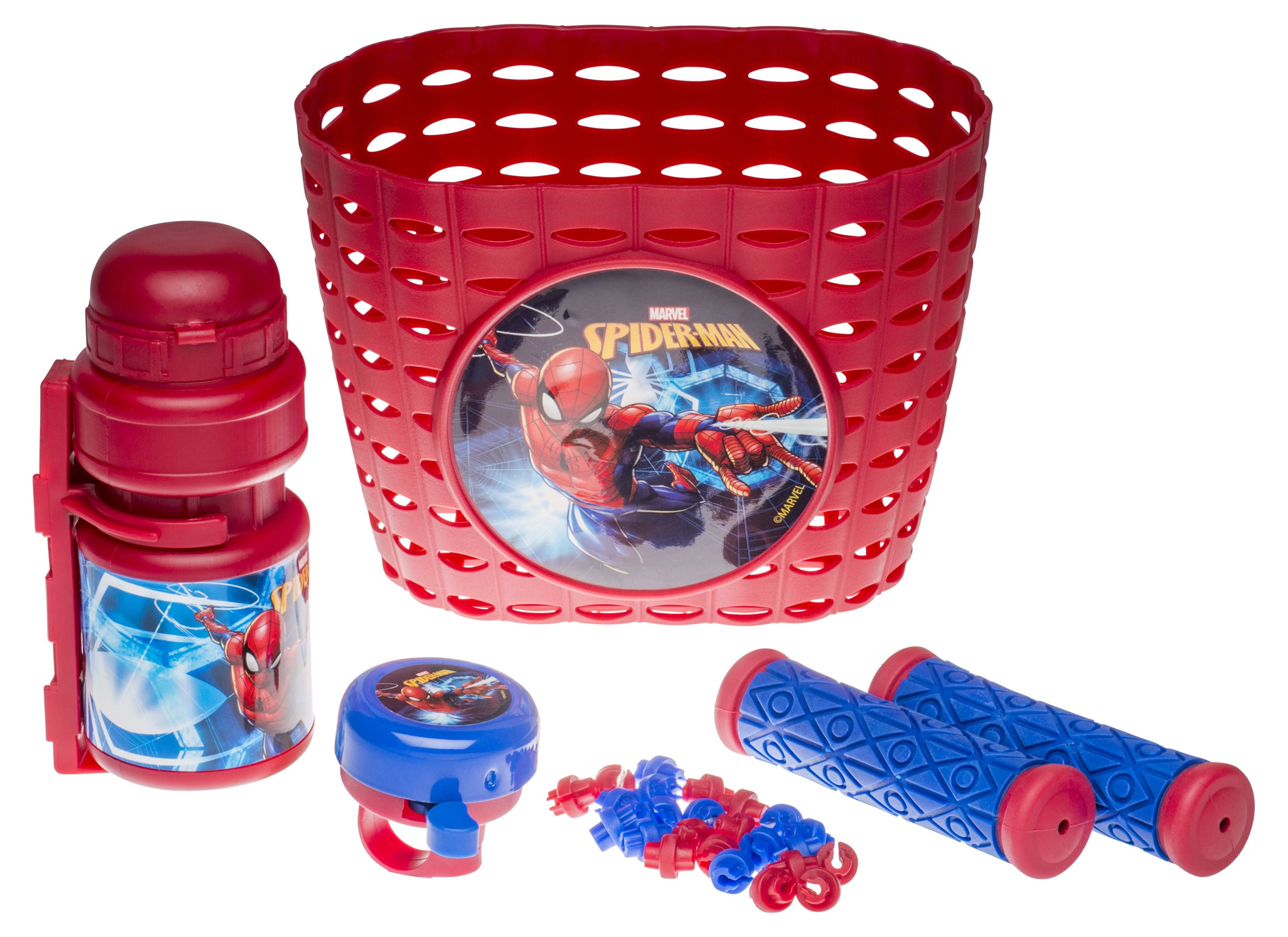 Spider-Man Bike Accessories Set Includes Basket, Water Bottle, Bell ...