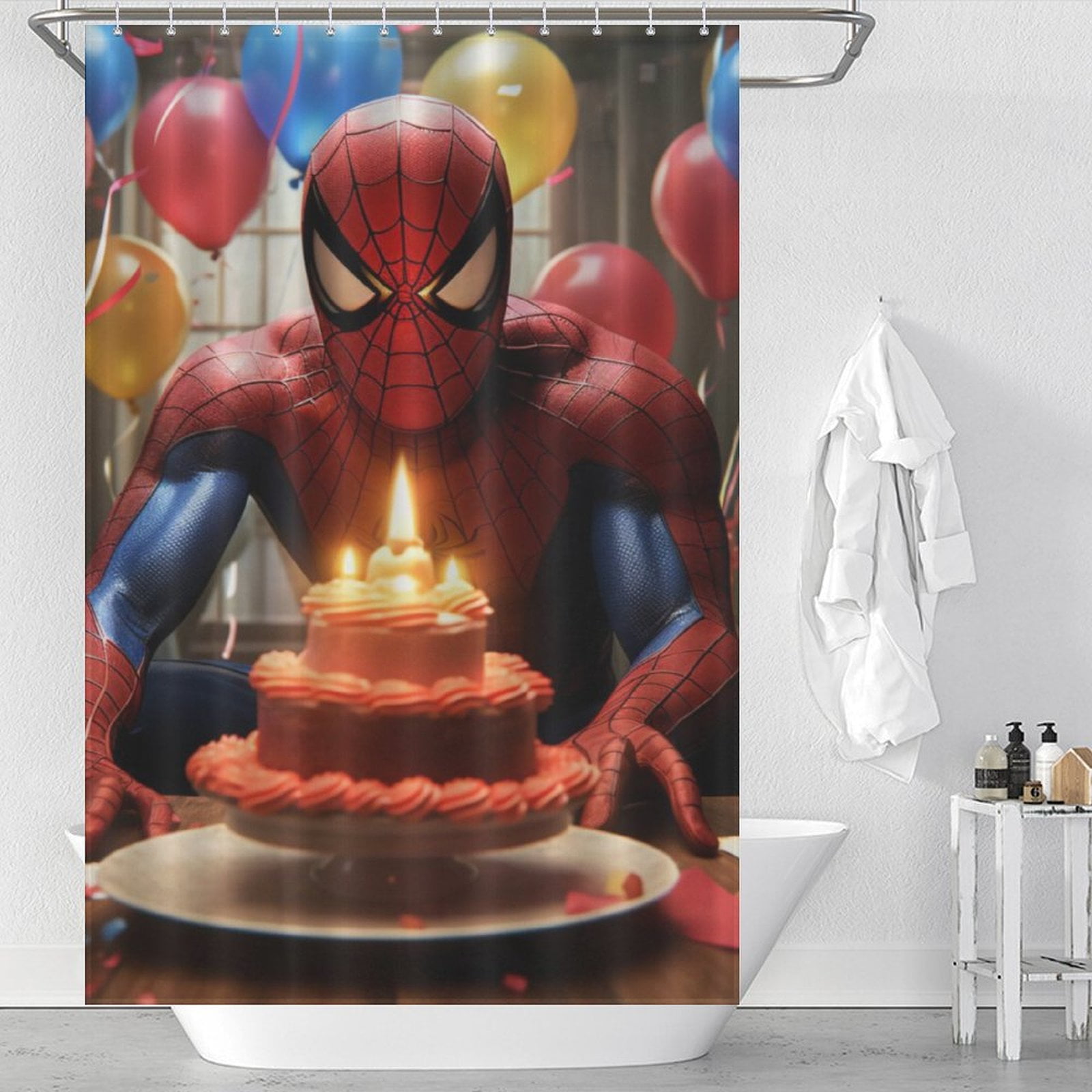 Spider-Man Birthday Shower Curtain,Polyester Shower Curtain,Water ...