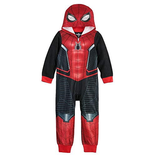 Spider-Man Black, Red Suit Hooded Costume Fleece Pajama Sleeper (Size 4 ...