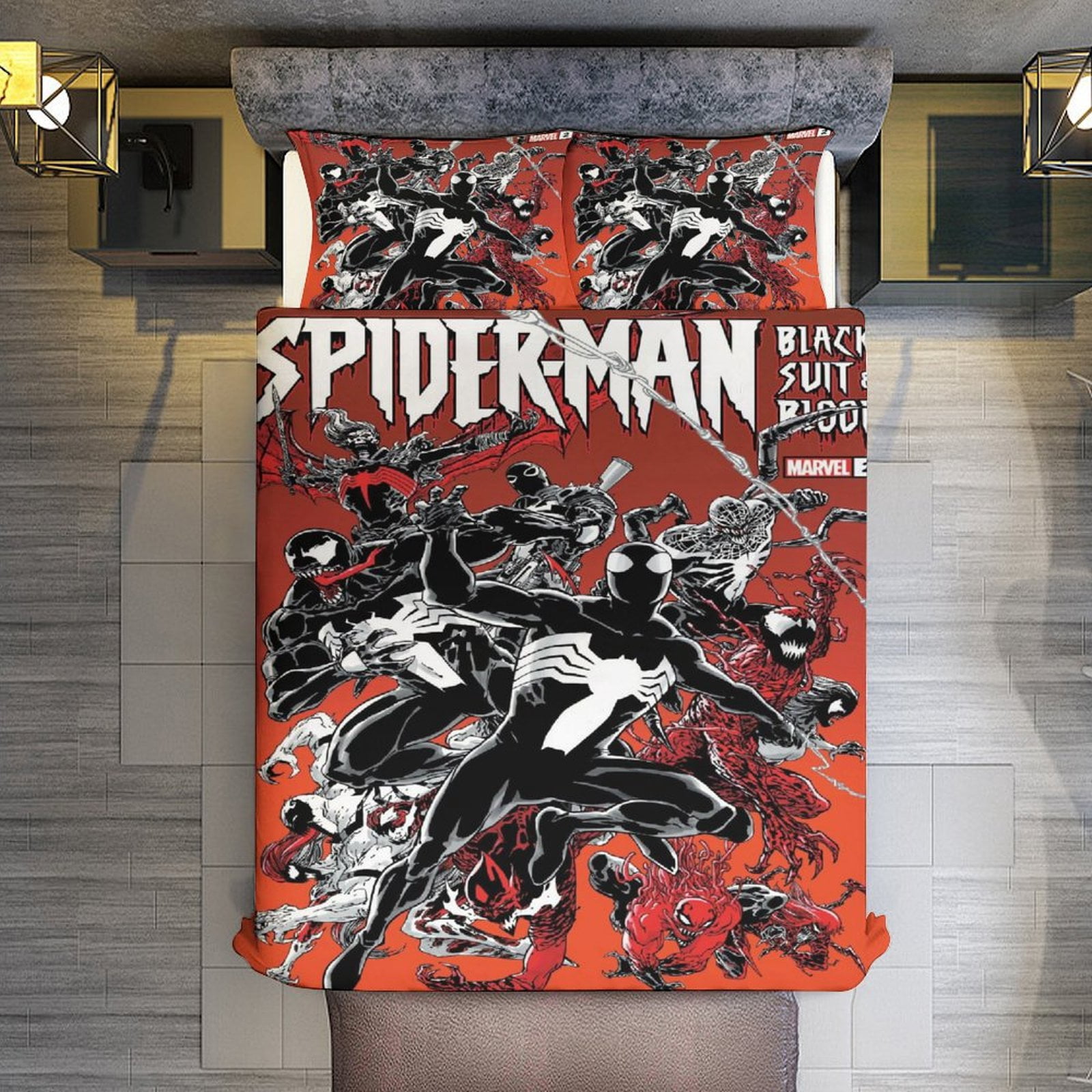 Spider-Man Black Suit Blood Bedding Duvet Cover Queen Size for Kids and ...