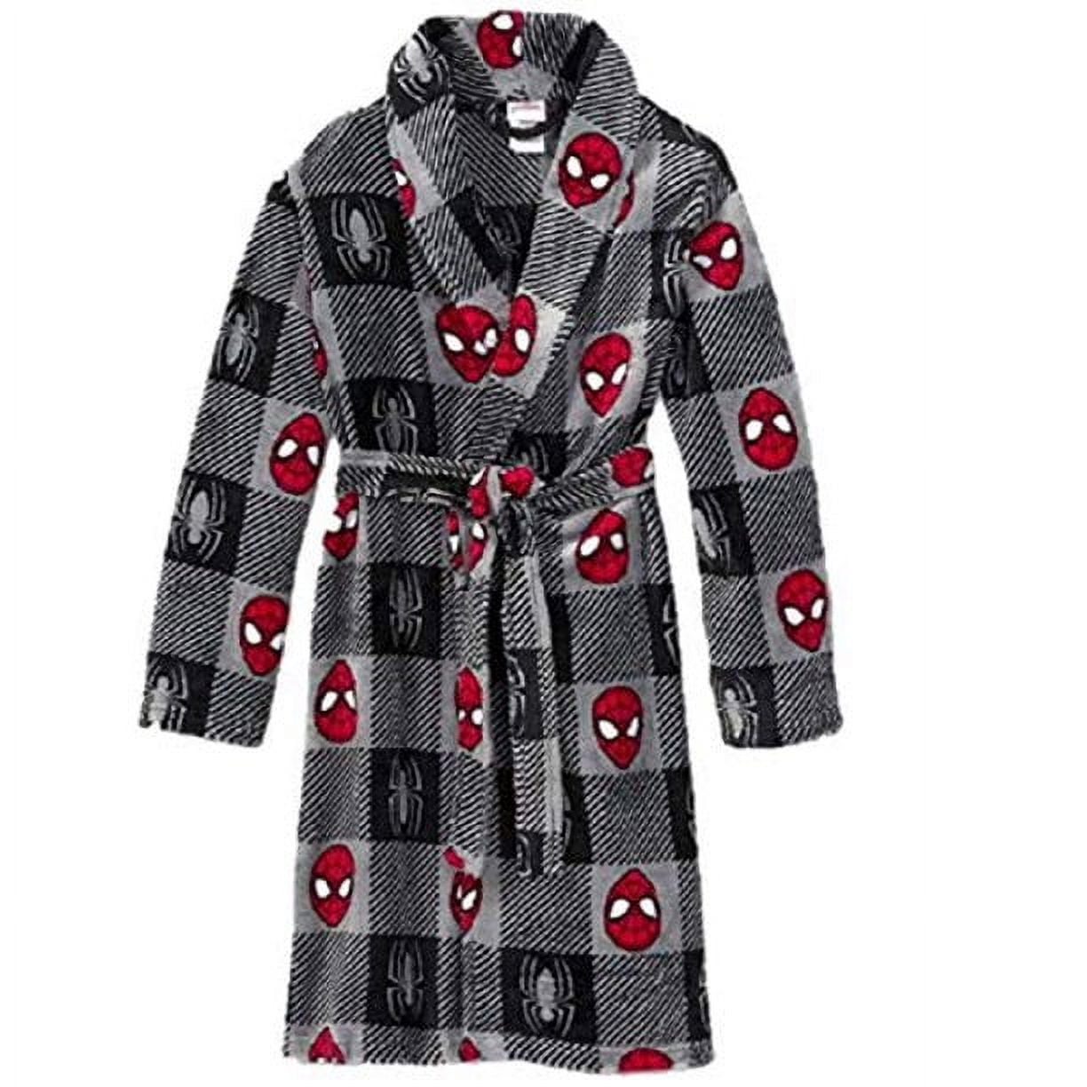 Spider-Man Boy's Gray Fleece Print Bathrobe, Robe (Medium 7-8 ...