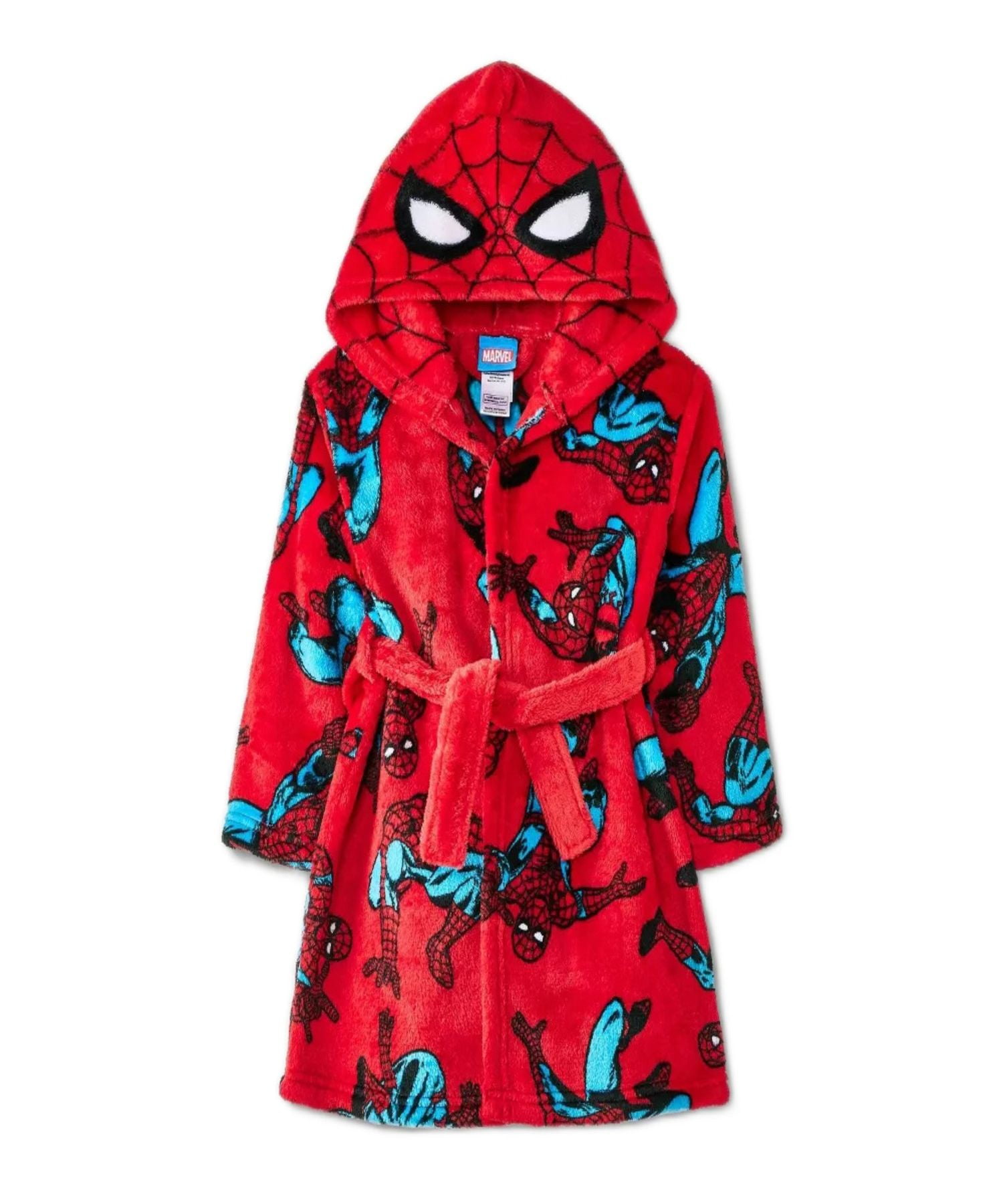 Spider-Man Boy's Superhero Print Hooded Costume Soft Fleece Bathrobe ...