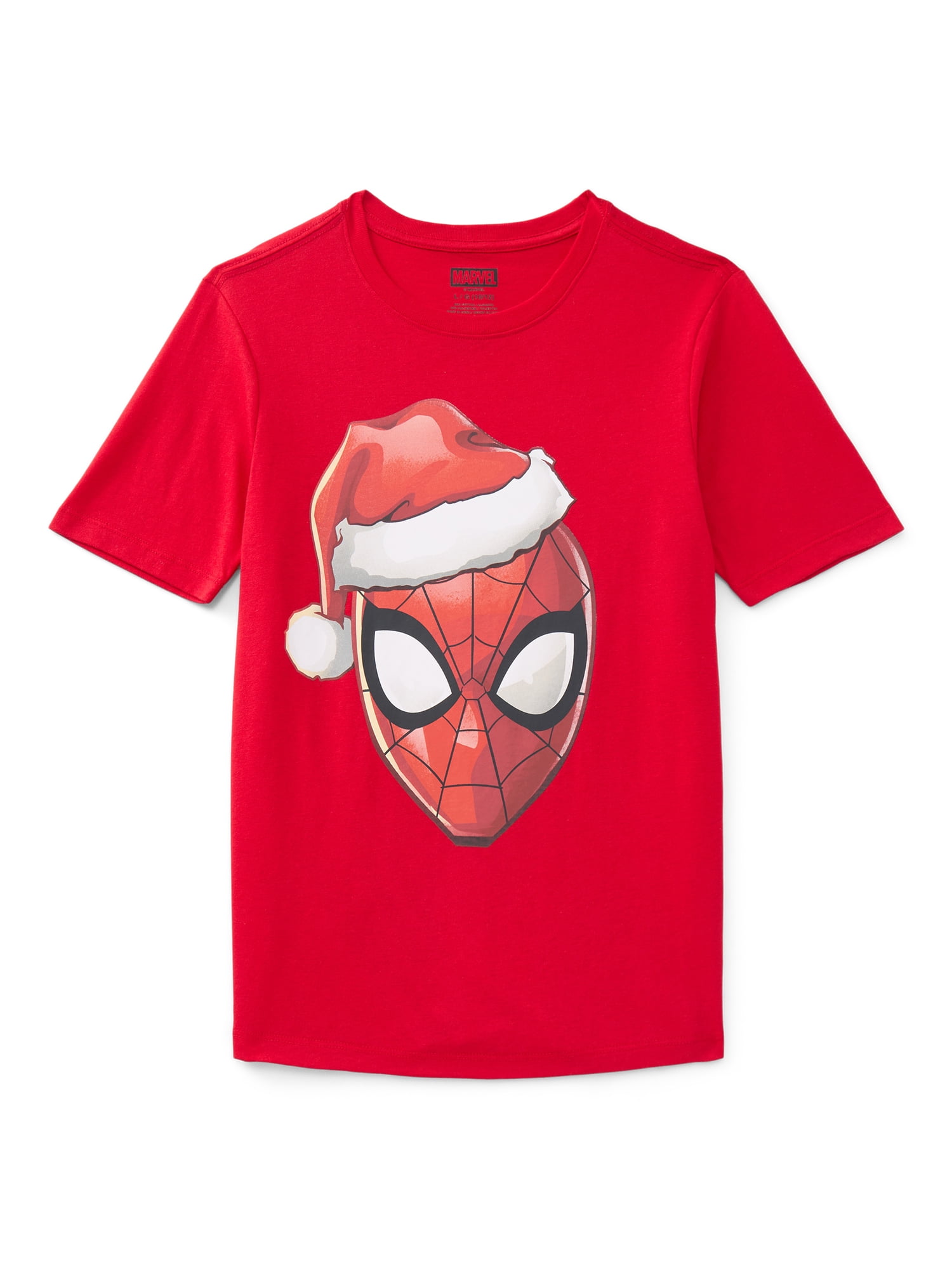 Spider-Man, Boys' & Big Boys' Graphic Christmas Tee, Santa Spidey ...