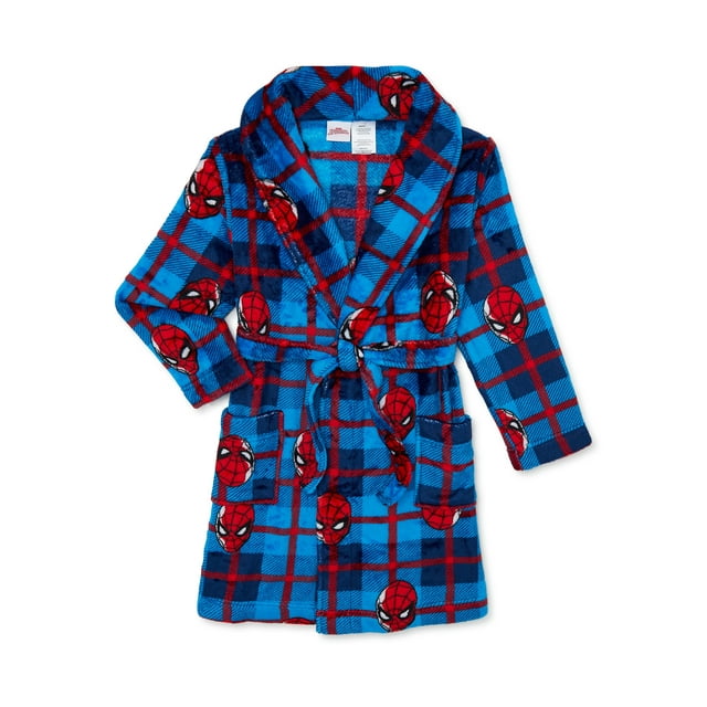 Marvel Spider-Man Kids Bathrobe, Plush Boys Housecoat, Sizes 4-12 ...