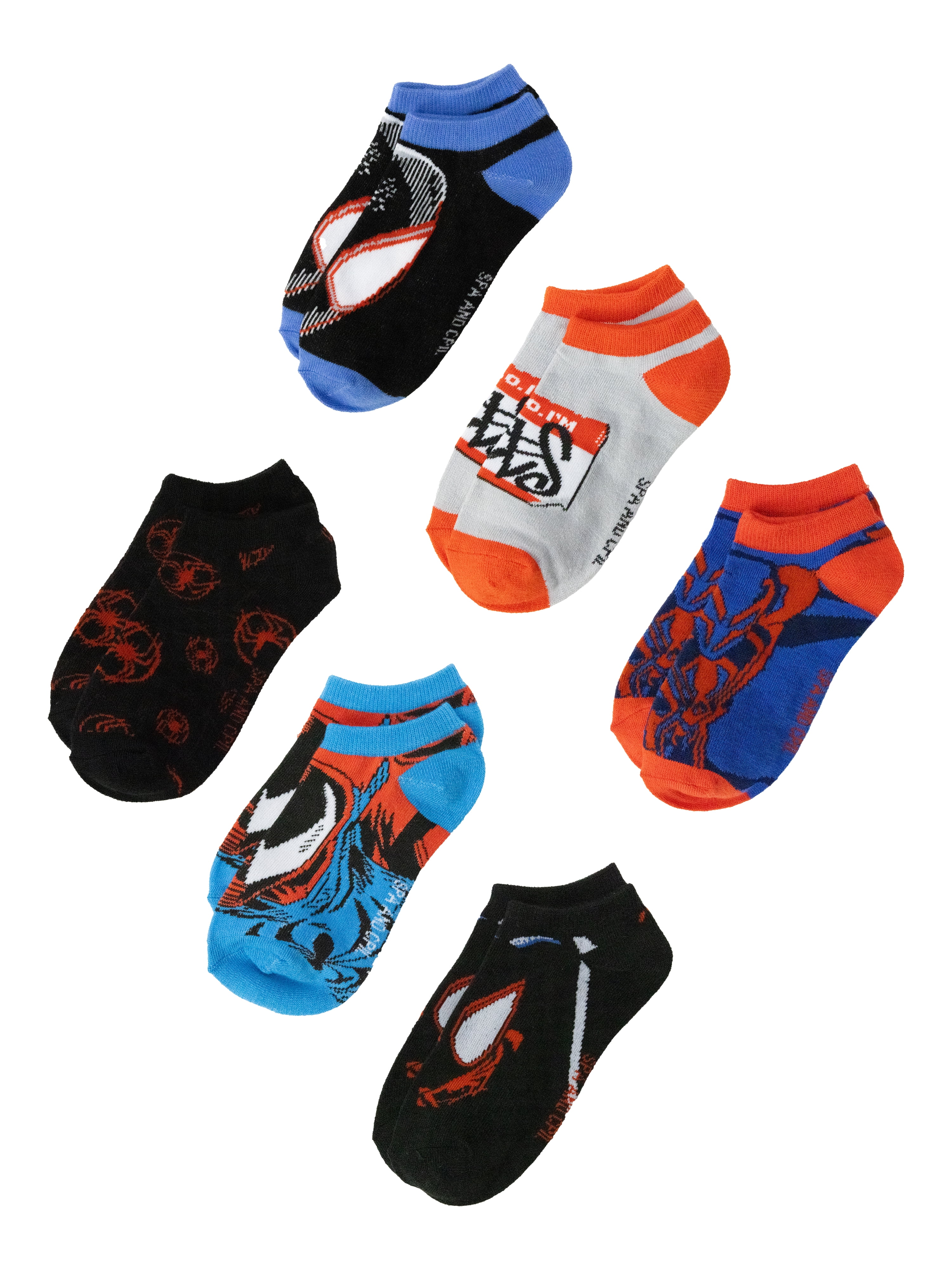 Spider-Man Boys Socks, 6-Pack, No Show Style, Sizes S-L - Walmart.com
